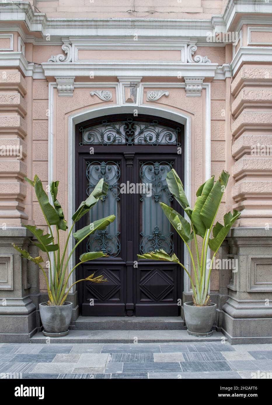 Old vintage colonial style facade Stock Photo - Alamy