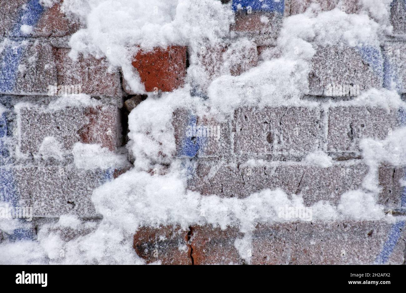 Old frozen brick wall covered by hoarfrost Stock Photo - Alamy