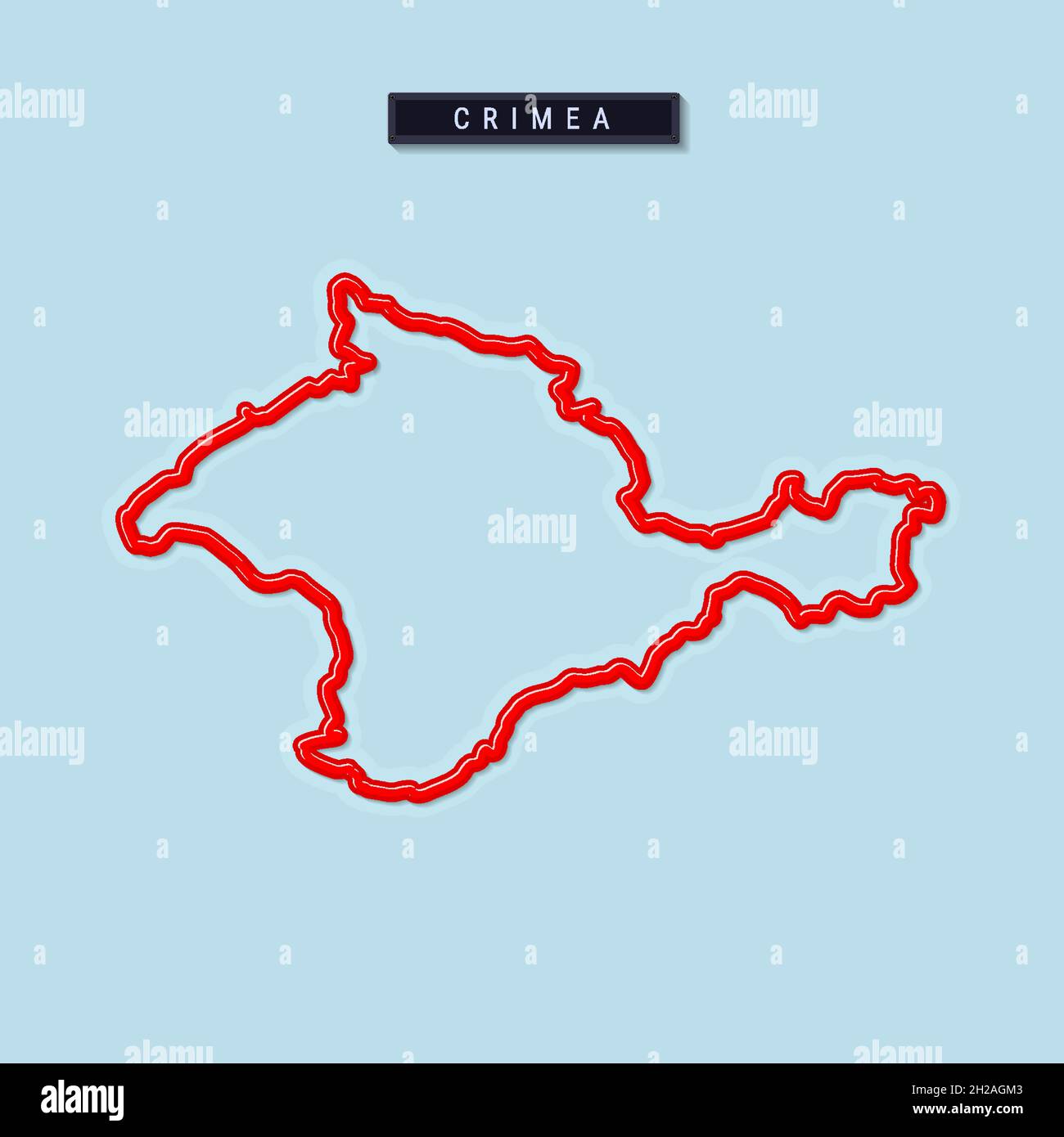 Crimea bold outline map. Glossy red border with soft shadow. Country ...