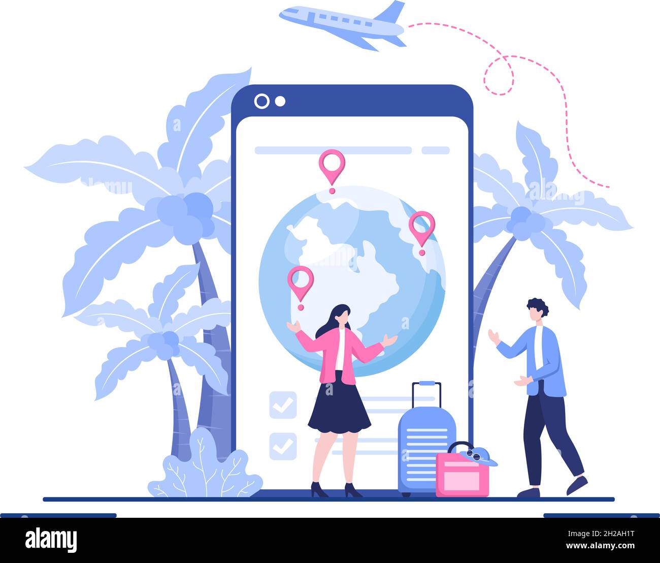 Travel Agency Background Vector illustration. People Visit the ...