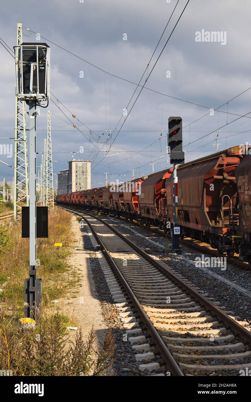 BAD KLEINEN, GERMANY - Oct 08, 2021: Bad Kleinen, Germany, goods train, freight train of german ...