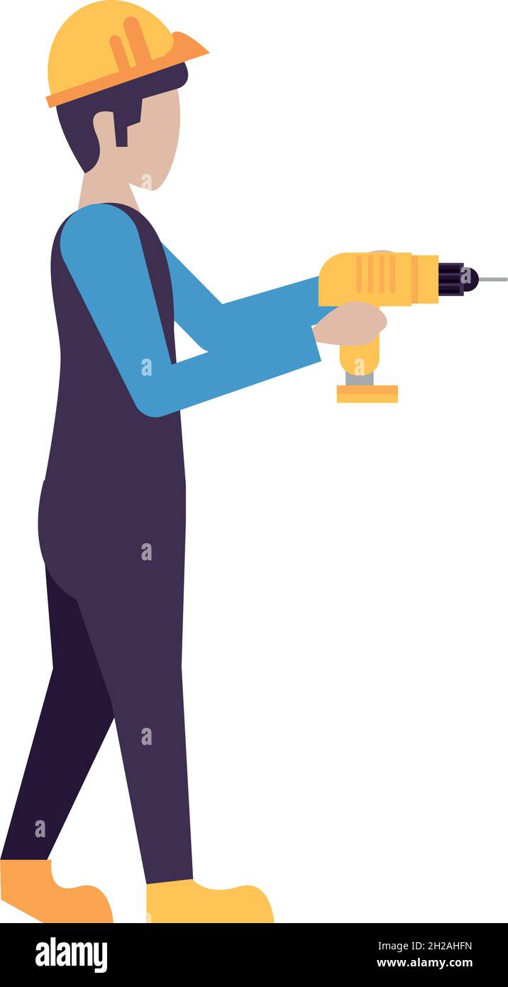 worker with drill Stock Vector Image & Art - Alamy