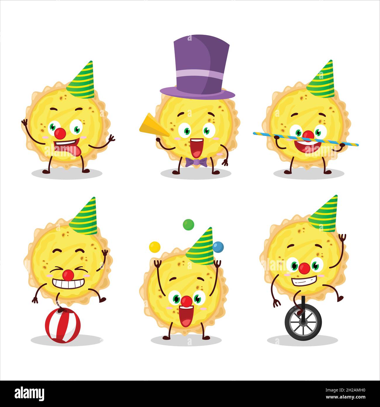Cartoon character of cheese tart with various circus shows. Vector ...