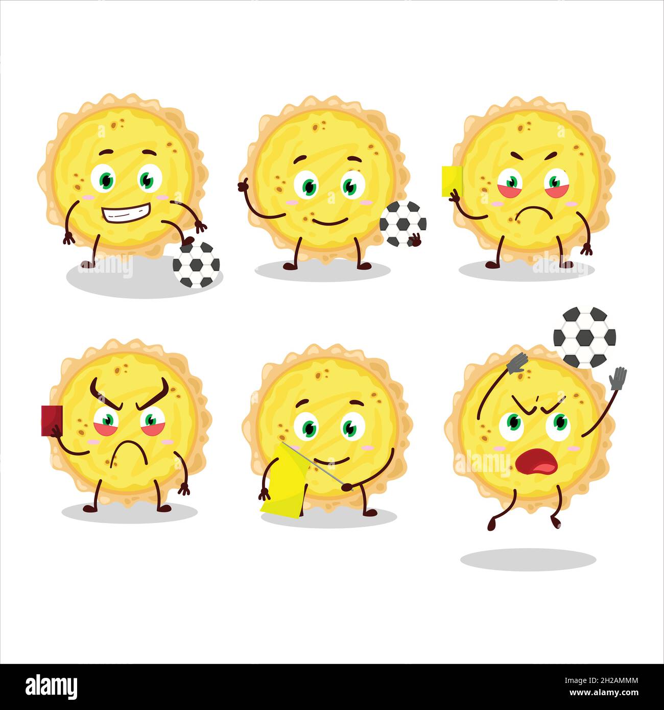 Cheese tart cartoon character working as a Football referee. Vector ...