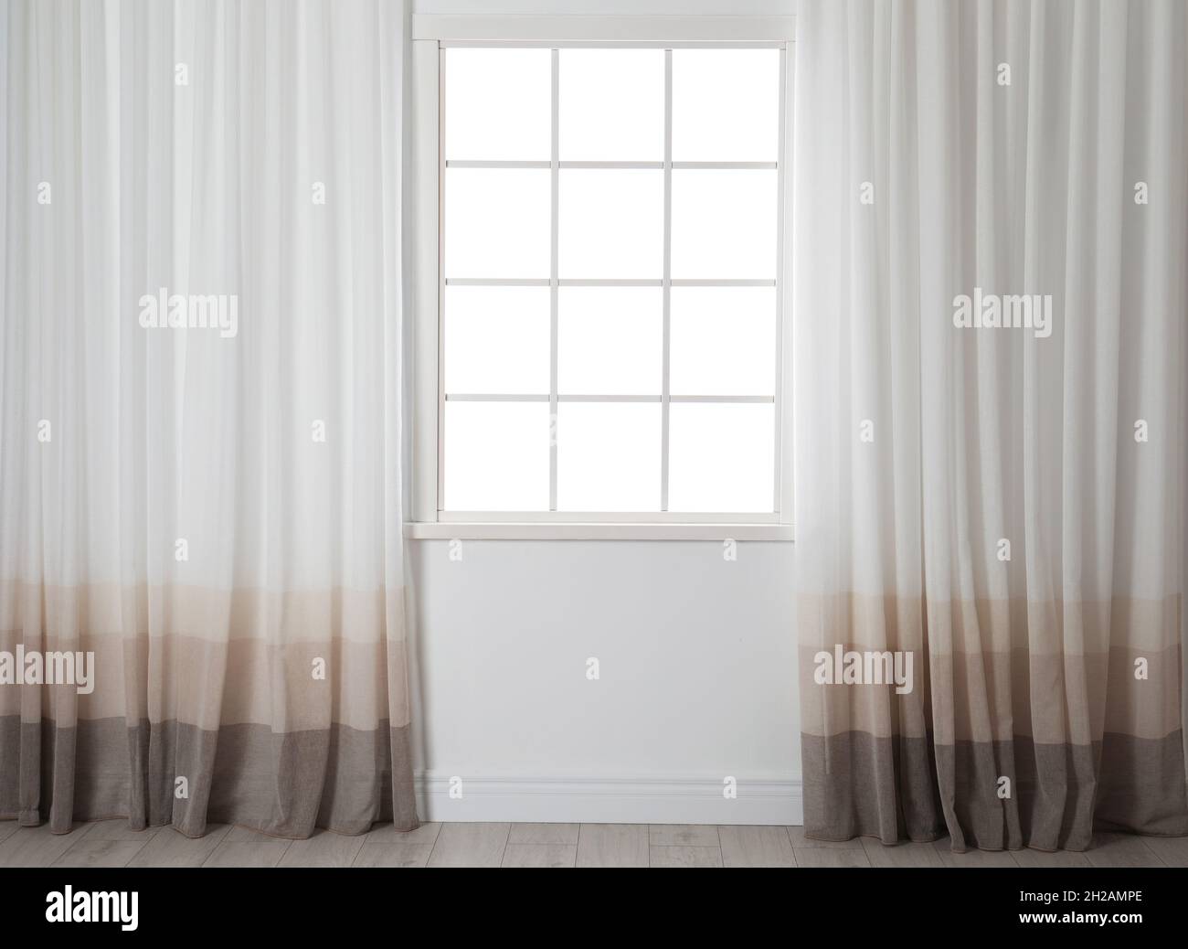 Modern window with curtains in living room. Home interior Stock Photo ...