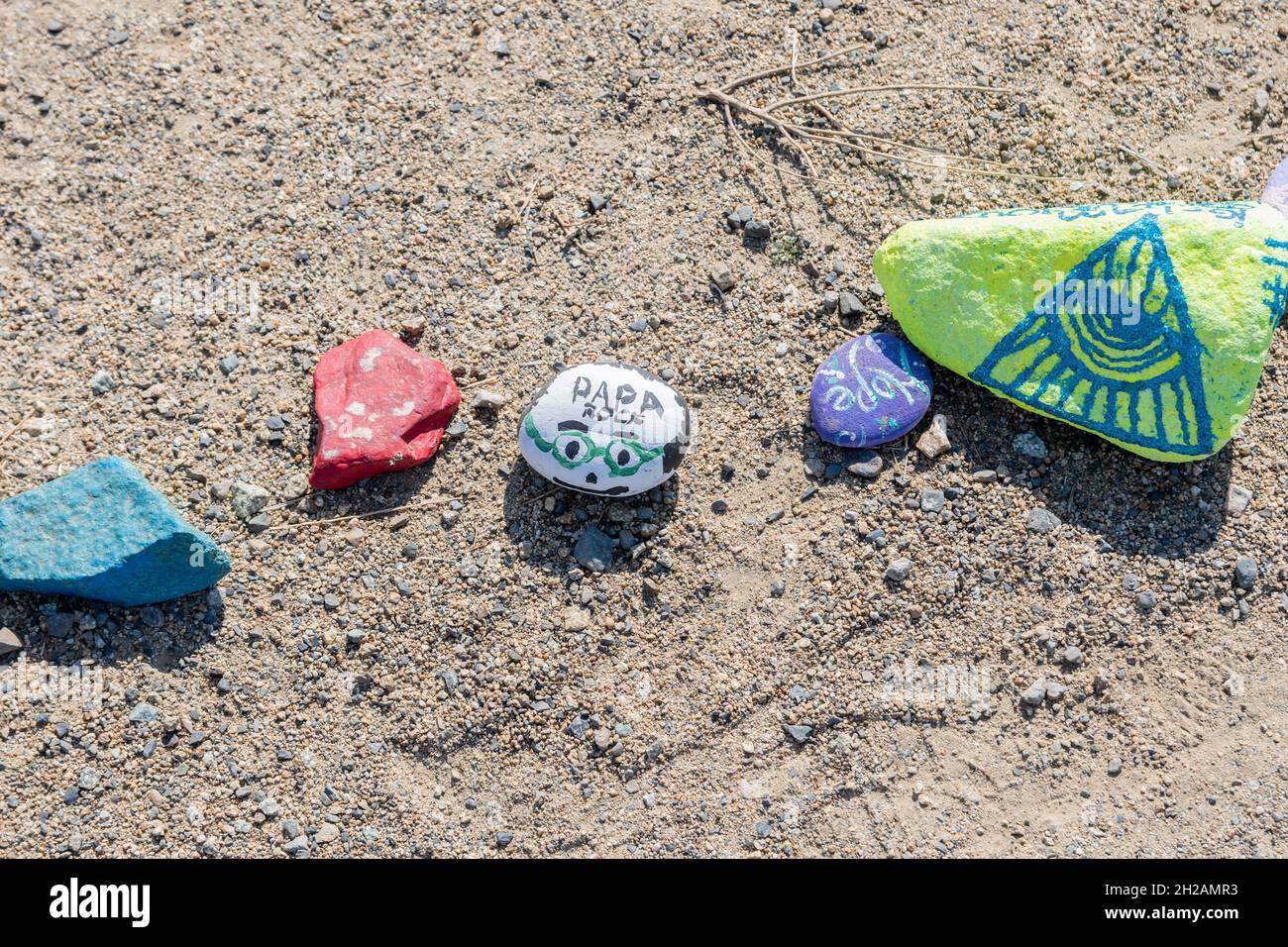 A beautiful different kinds of painted rocks in Lake Elsinore ...