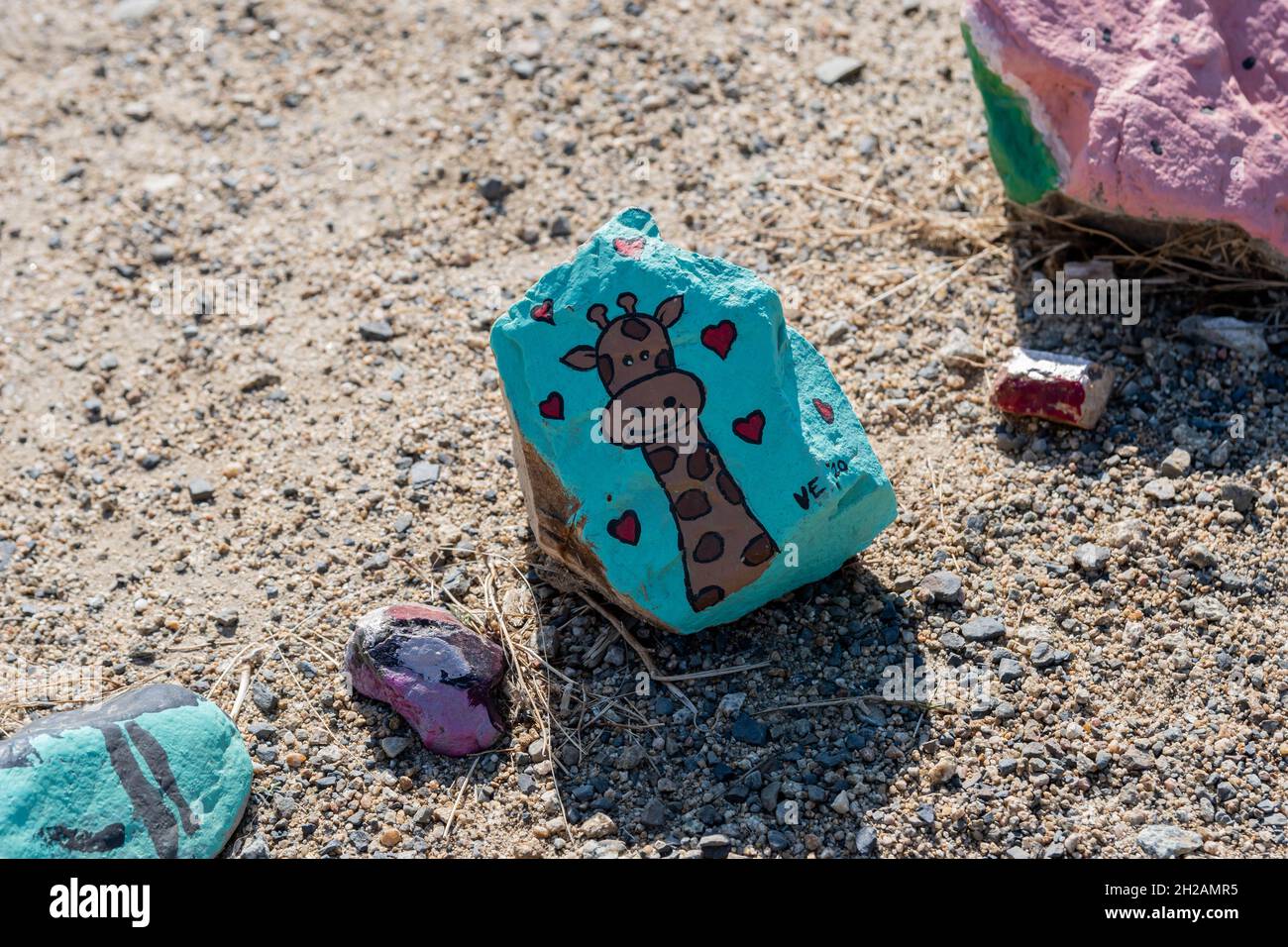 A beautiful different kinds of painted rocks in Lake Elsinore ...