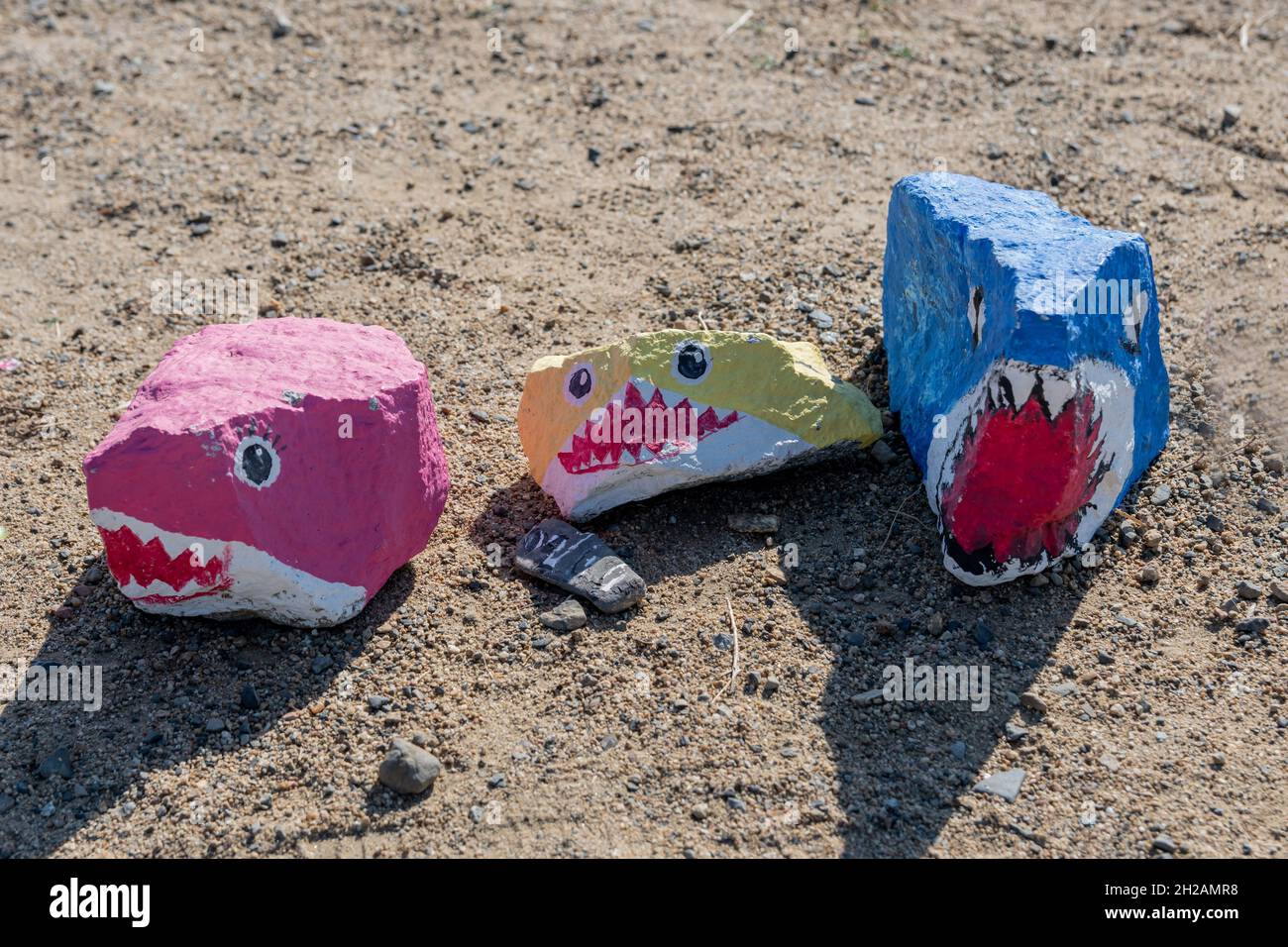 A beautiful different kinds of painted rocks in Lake Elsinore ...