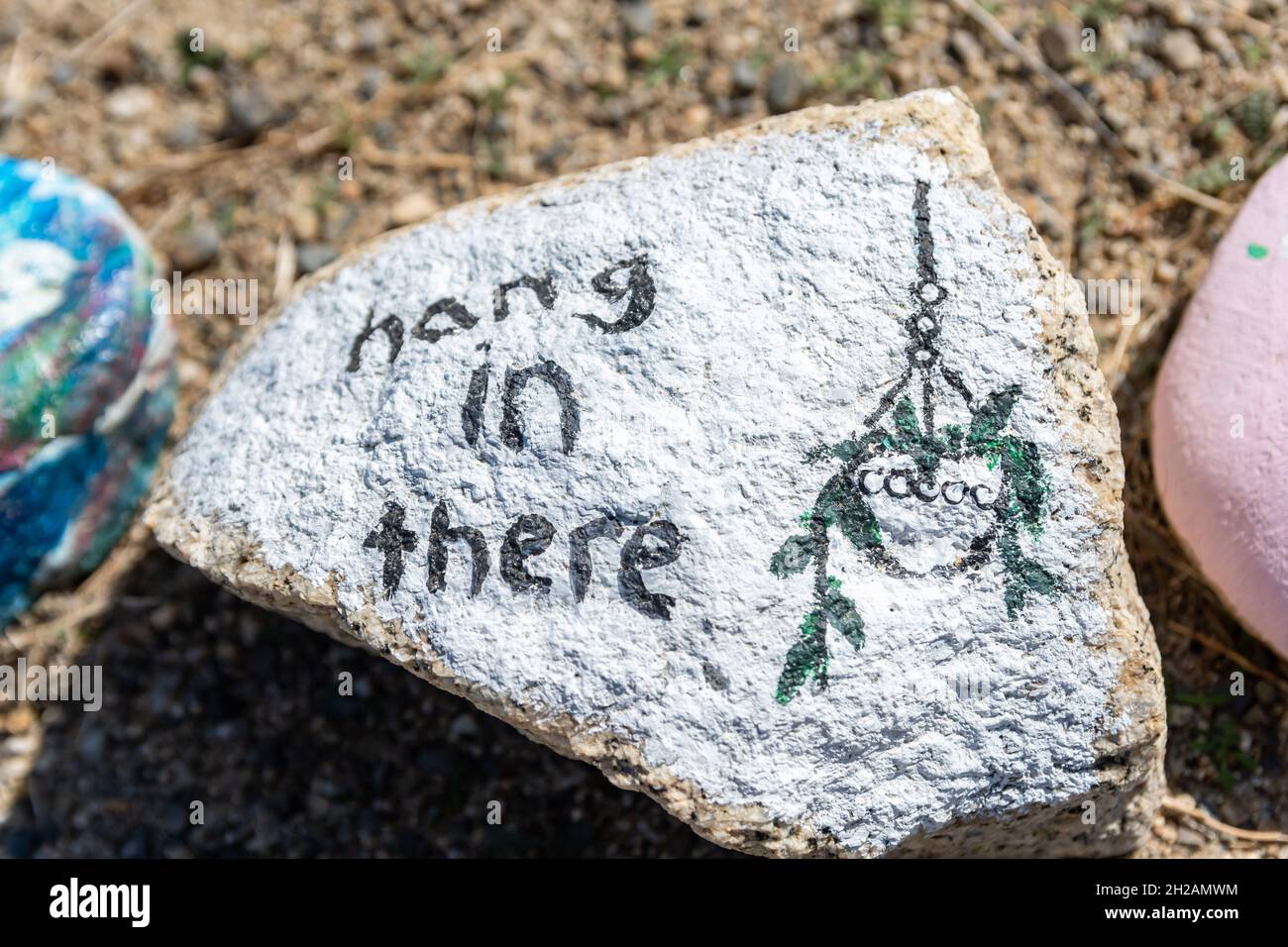 A beautiful different kinds of painted rocks in Lake Elsinore ...