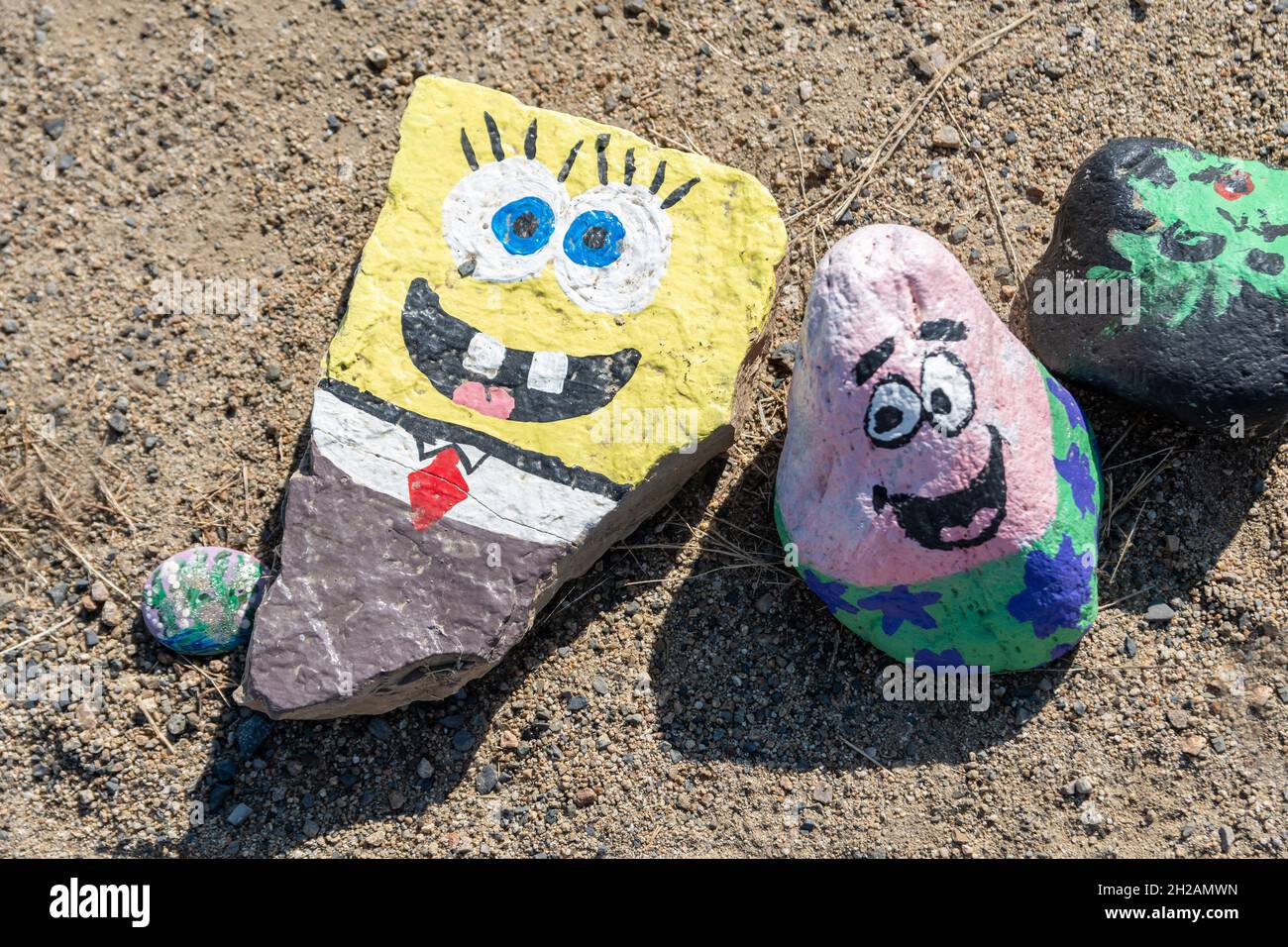 A beautiful different kinds of painted rocks in Lake Elsinore ...