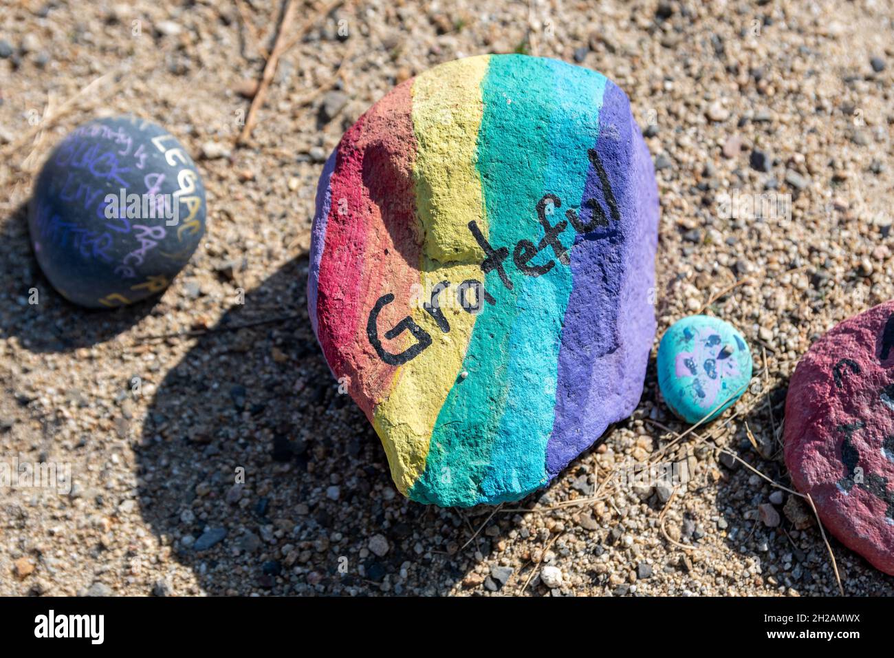 A beautiful different kinds of painted rocks in Lake Elsinore ...