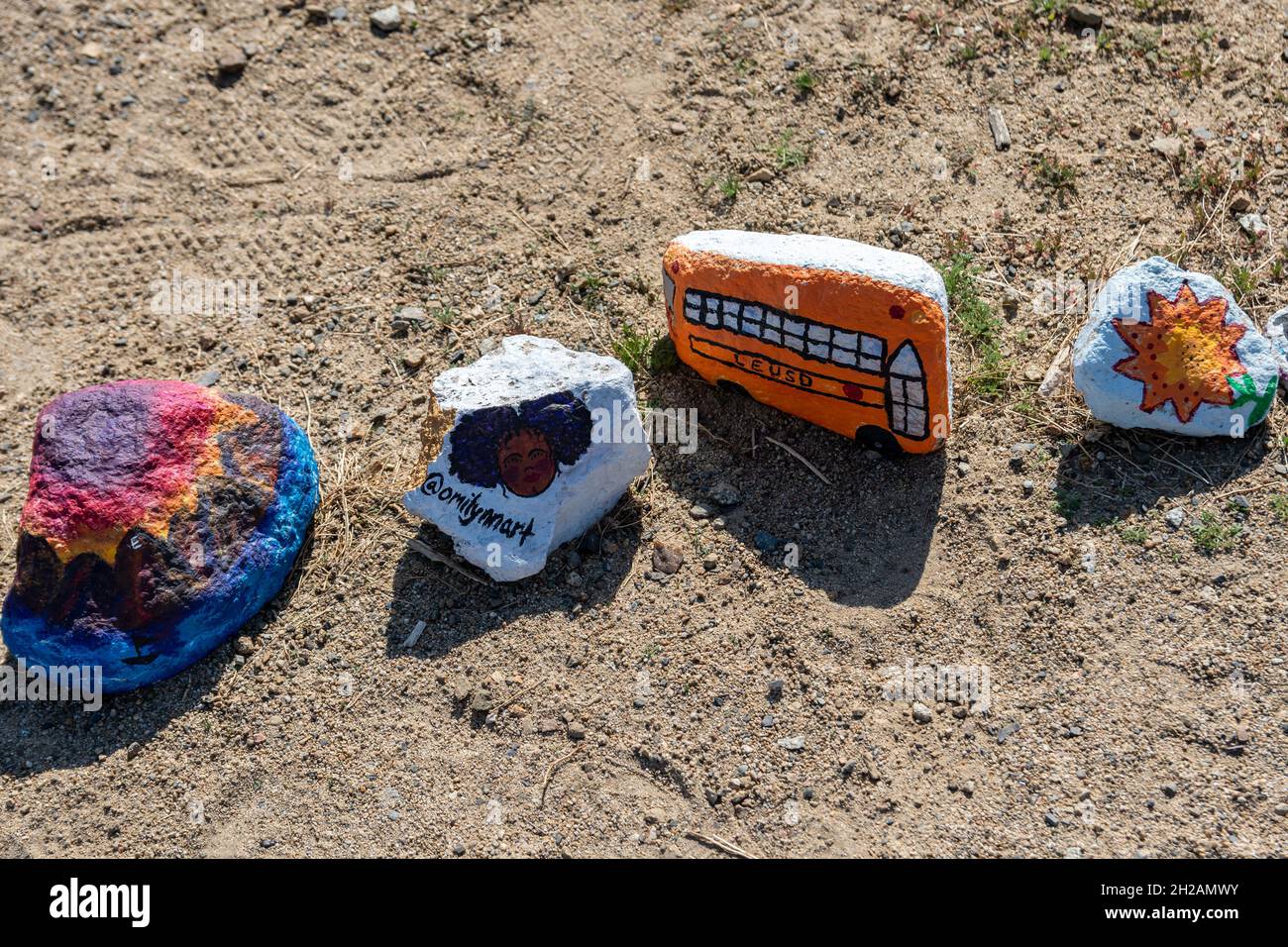 A beautiful different kinds of painted rocks in Lake Elsinore ...