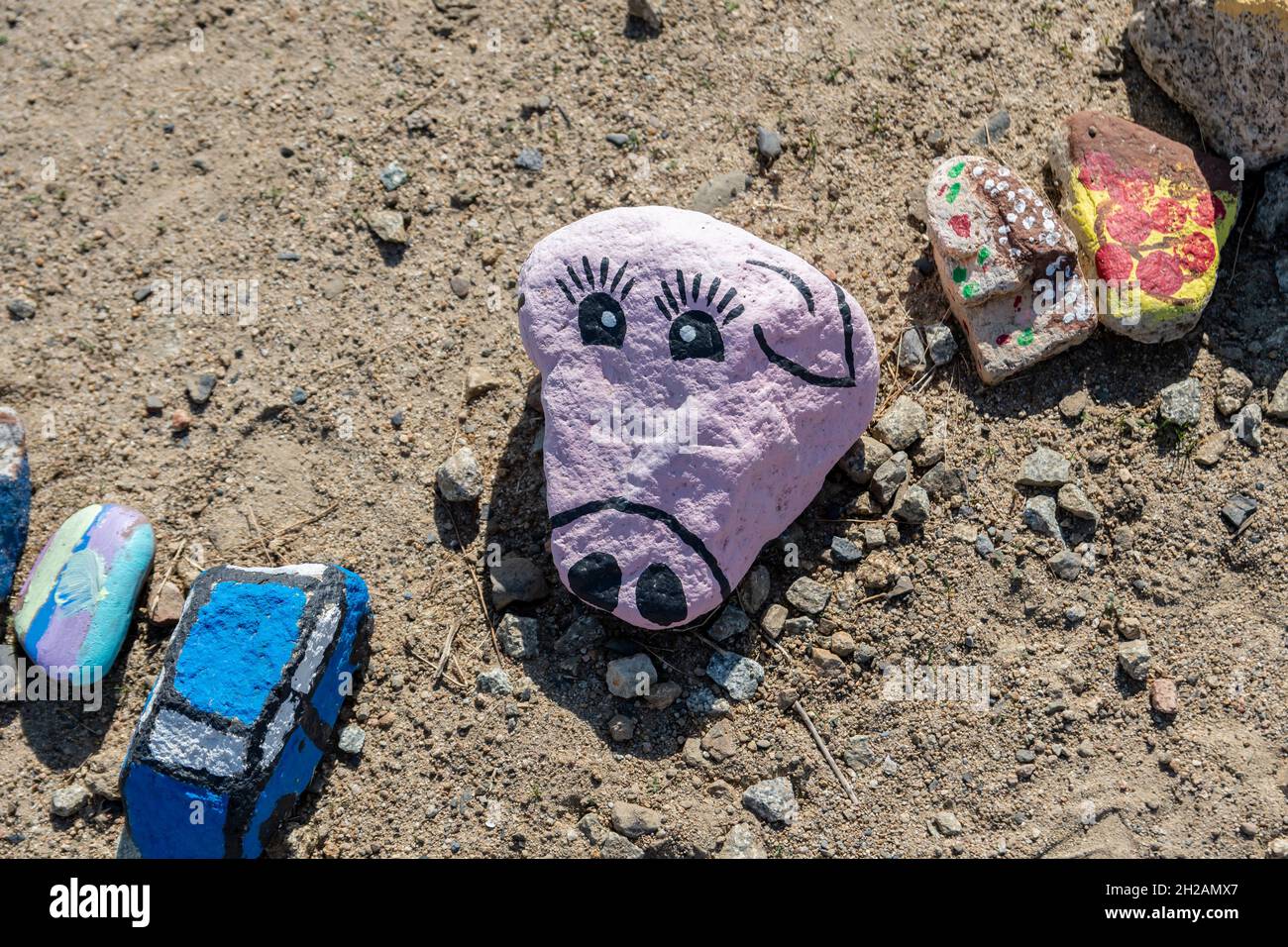 A beautiful different kinds of painted rocks in Lake Elsinore ...