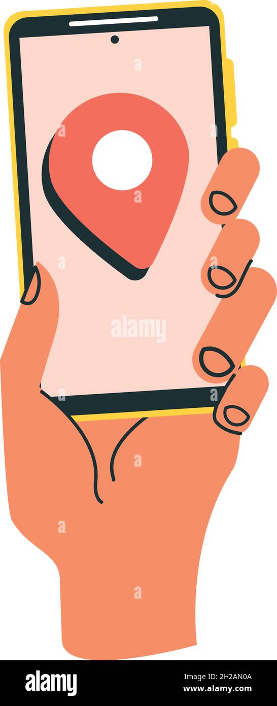 hand using smartphone gps app Stock Vector Image & Art - Alamy