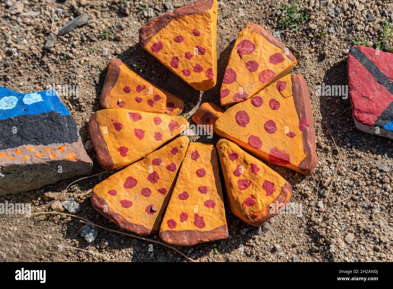 A beautiful different kinds of painted rocks in Lake Elsinore ...