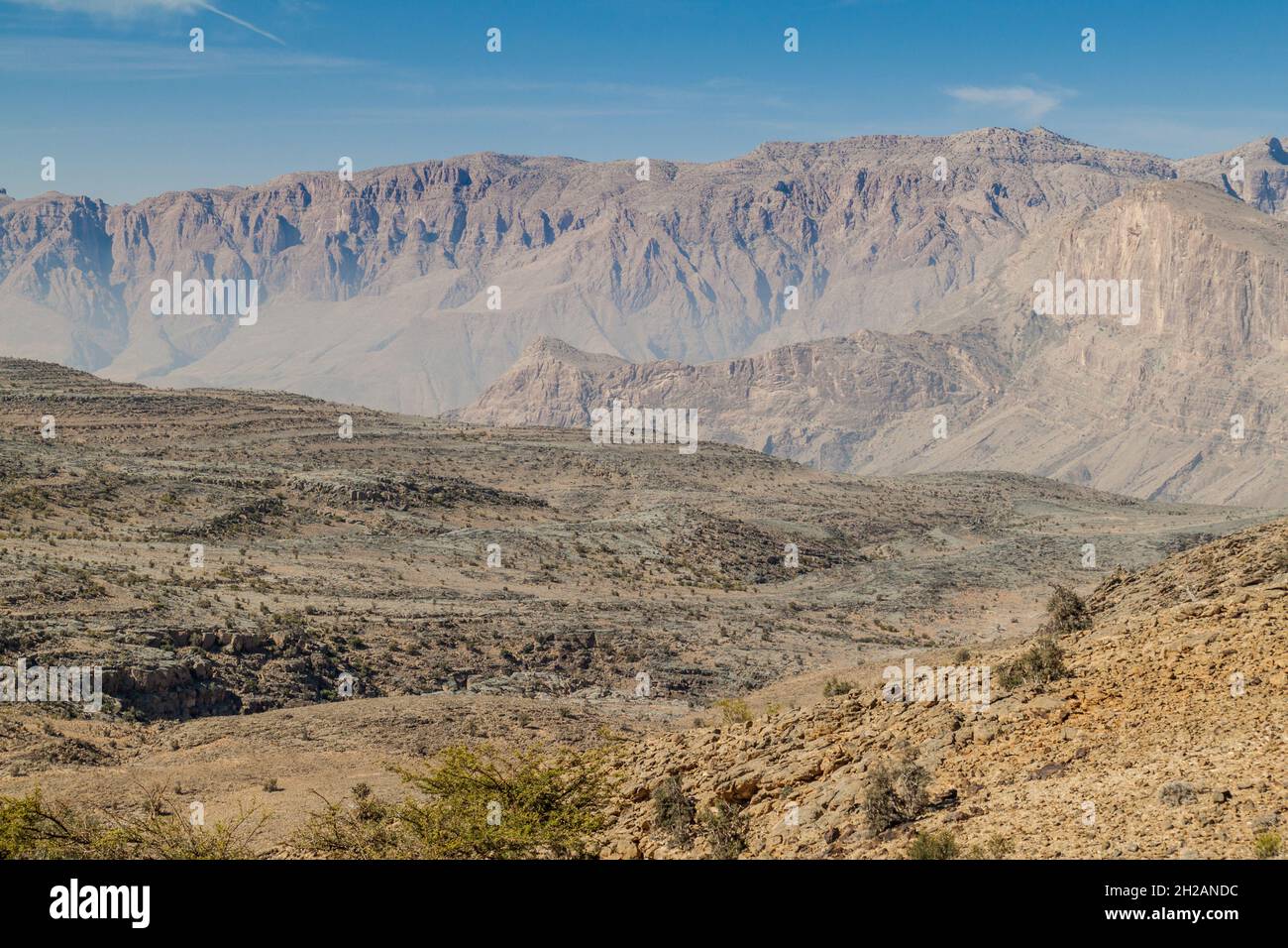 Wadi Ghul canyon in Hajar Mountains, Oman Stock Photo - Alamy