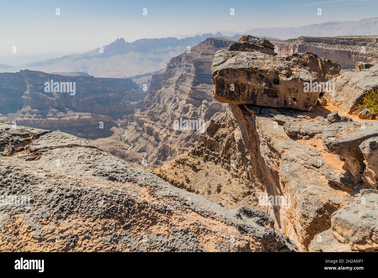 Wadi Ghul canyon in Hajar Mountains, Oman Stock Photo - Alamy