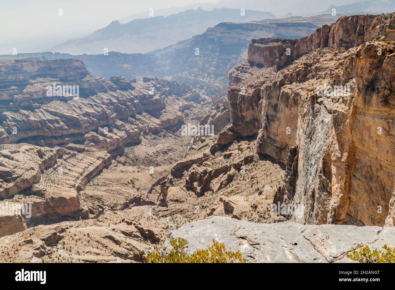 Wadi Ghul canyon in Hajar Mountains, Oman Stock Photo - Alamy