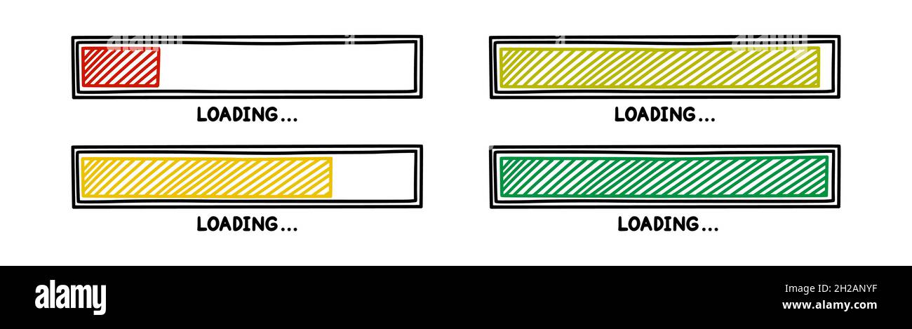 Progress loading bar. Infographics design element with gradient status of completion. Hand drawn ...