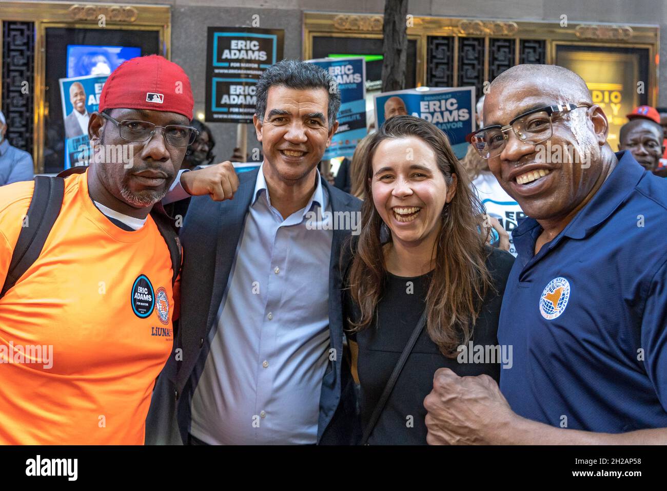 NEW YORK, NY- OCTOBER 20: Ydanis Rodriguez and Rachel Atcheson (C) pose ...