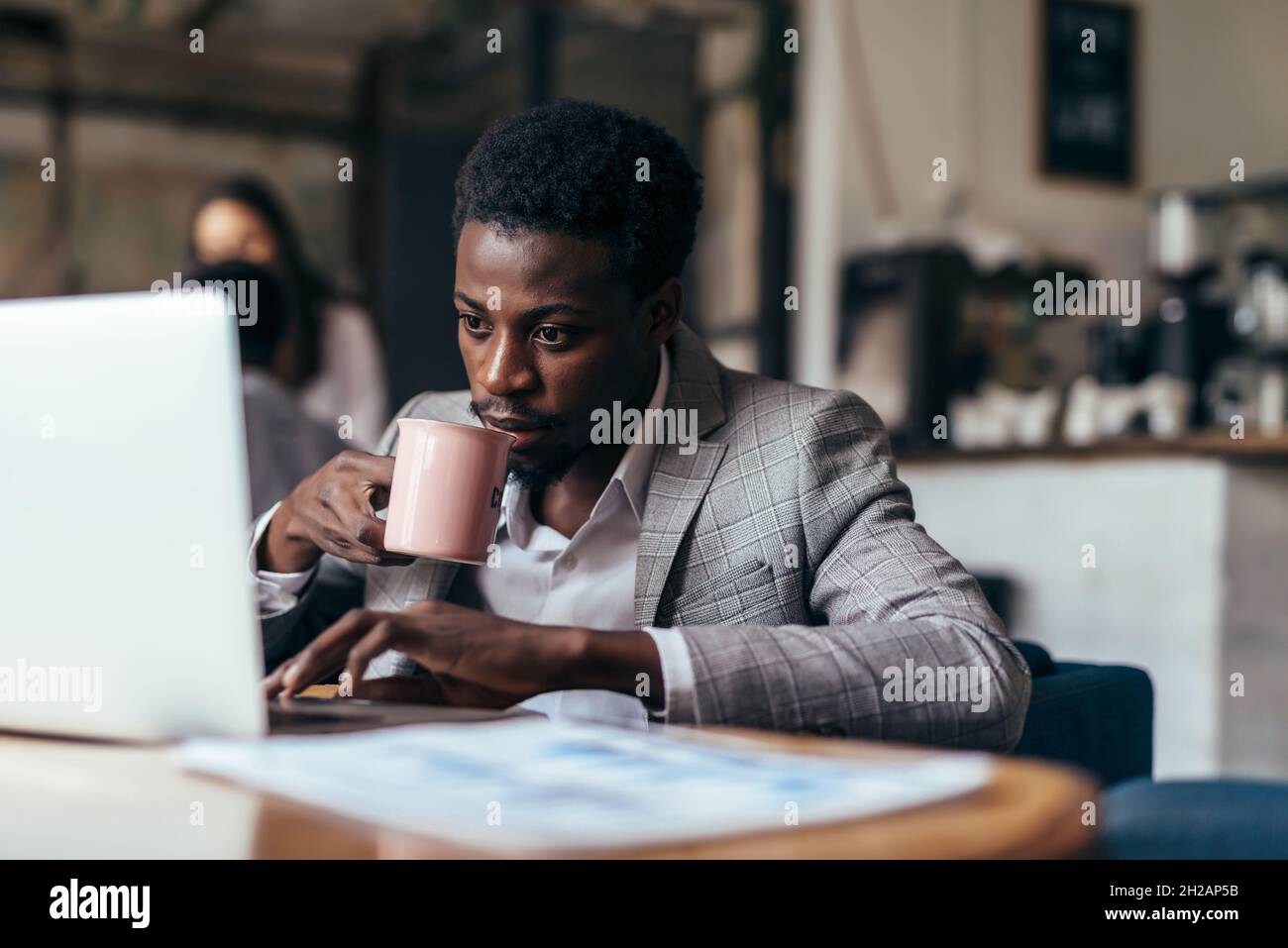 Coffee black man thinking hi-res stock photography and images - Alamy