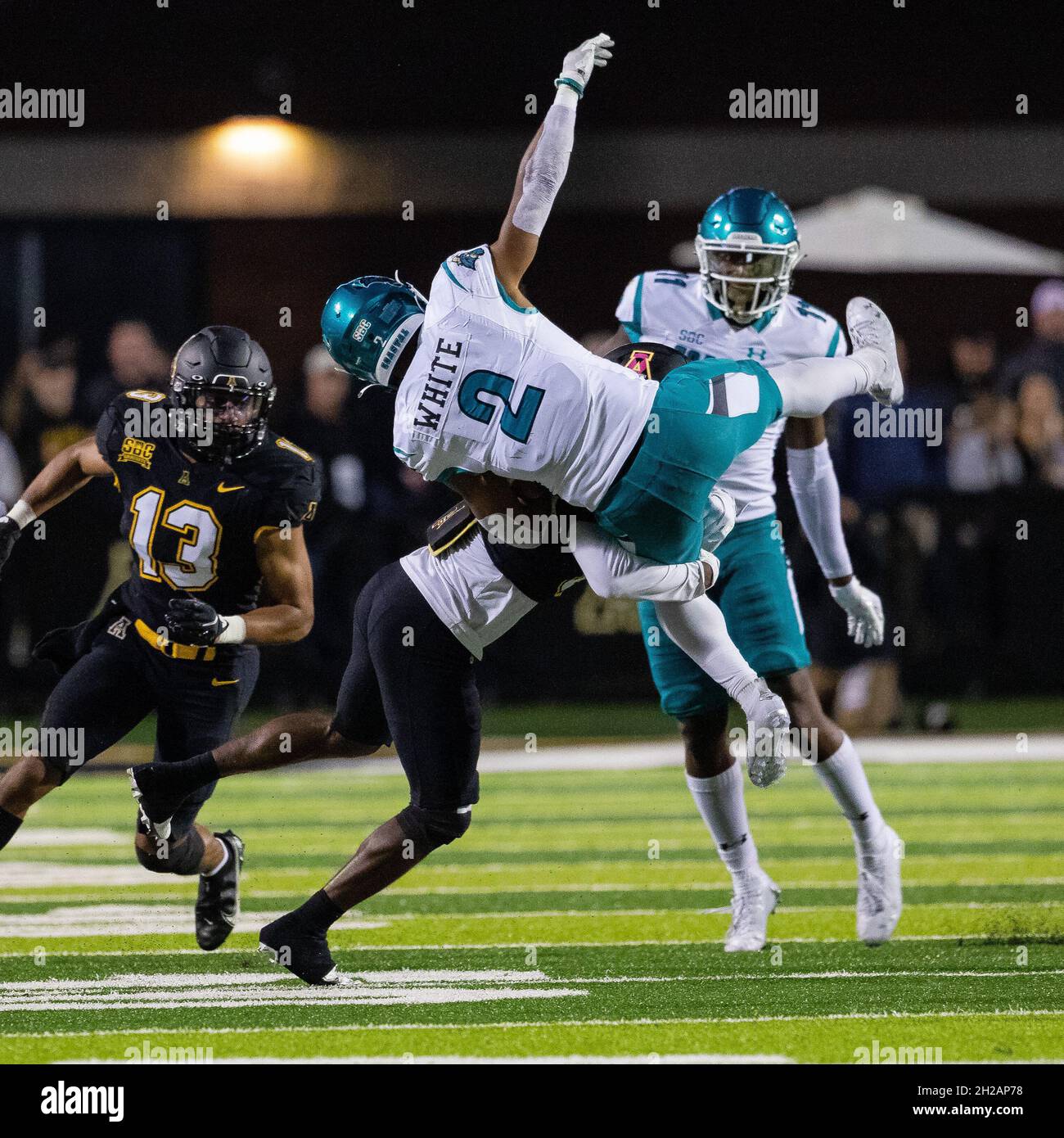 October 20, 2021: Appalachian State Mountaineers defensive back Steven ...
