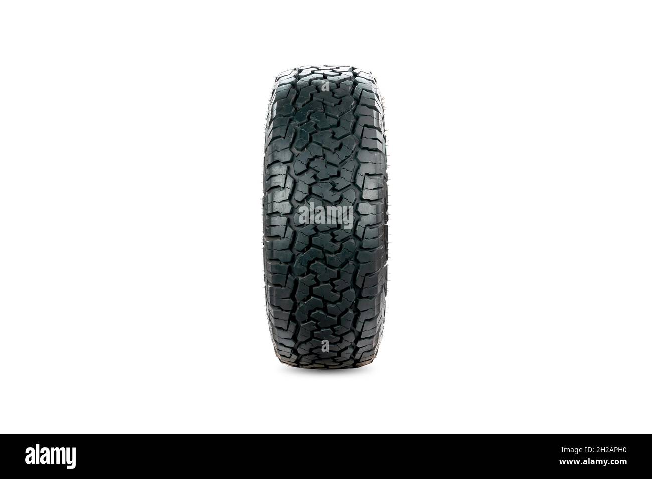 Front view of an all terrain tire designed for use in all road ...