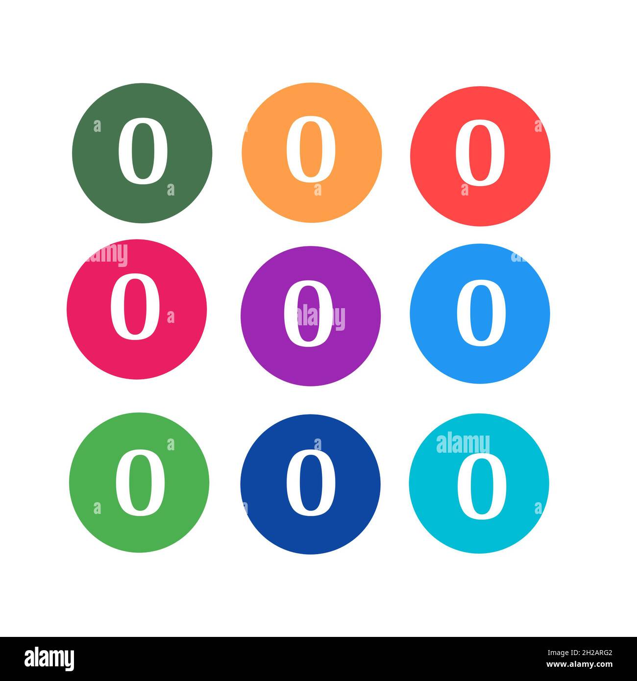 Illustration of colorful 0 number set Stock Photo - Alamy