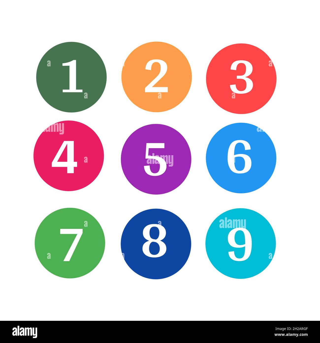 Illustration of colorful 1 to 9 number set Stock Photo - Alamy
