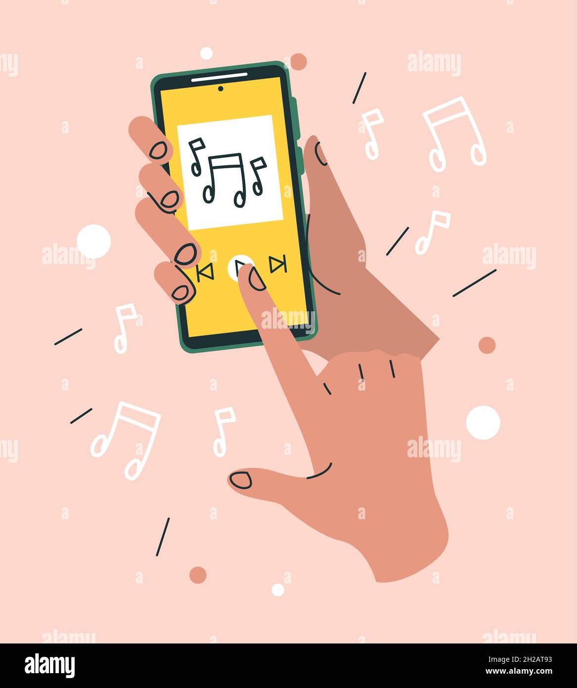 hand using smartphone listening music Stock Vector Image & Art - Alamy