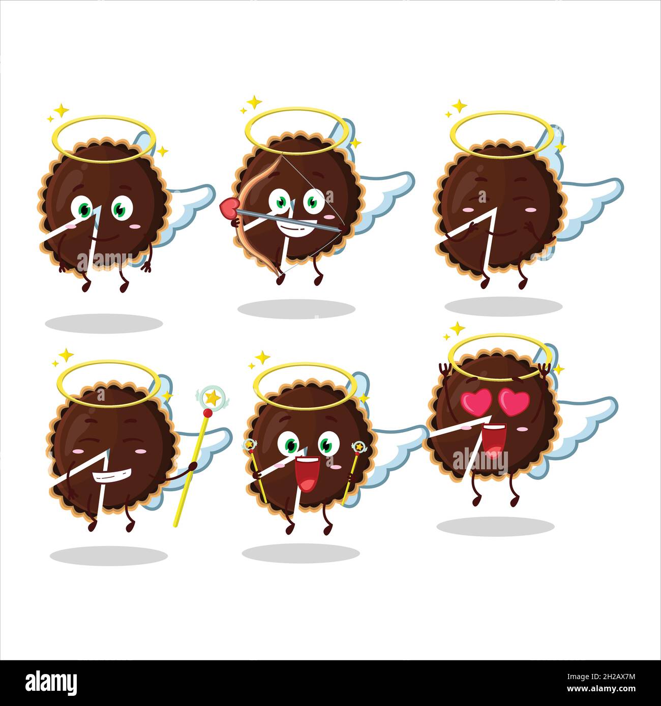 Chocolate tart cartoon designs as a cute angel character. Vector ...