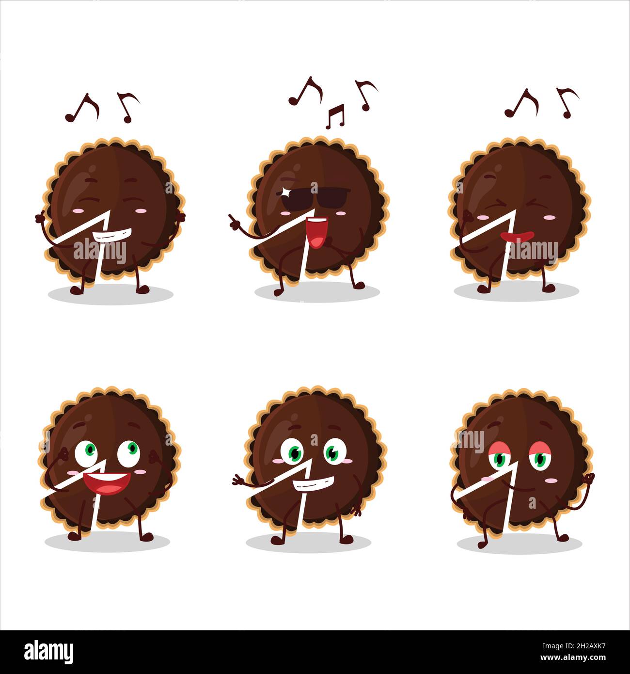 An image of chocolate tart dancer cartoon character enjoying the music ...