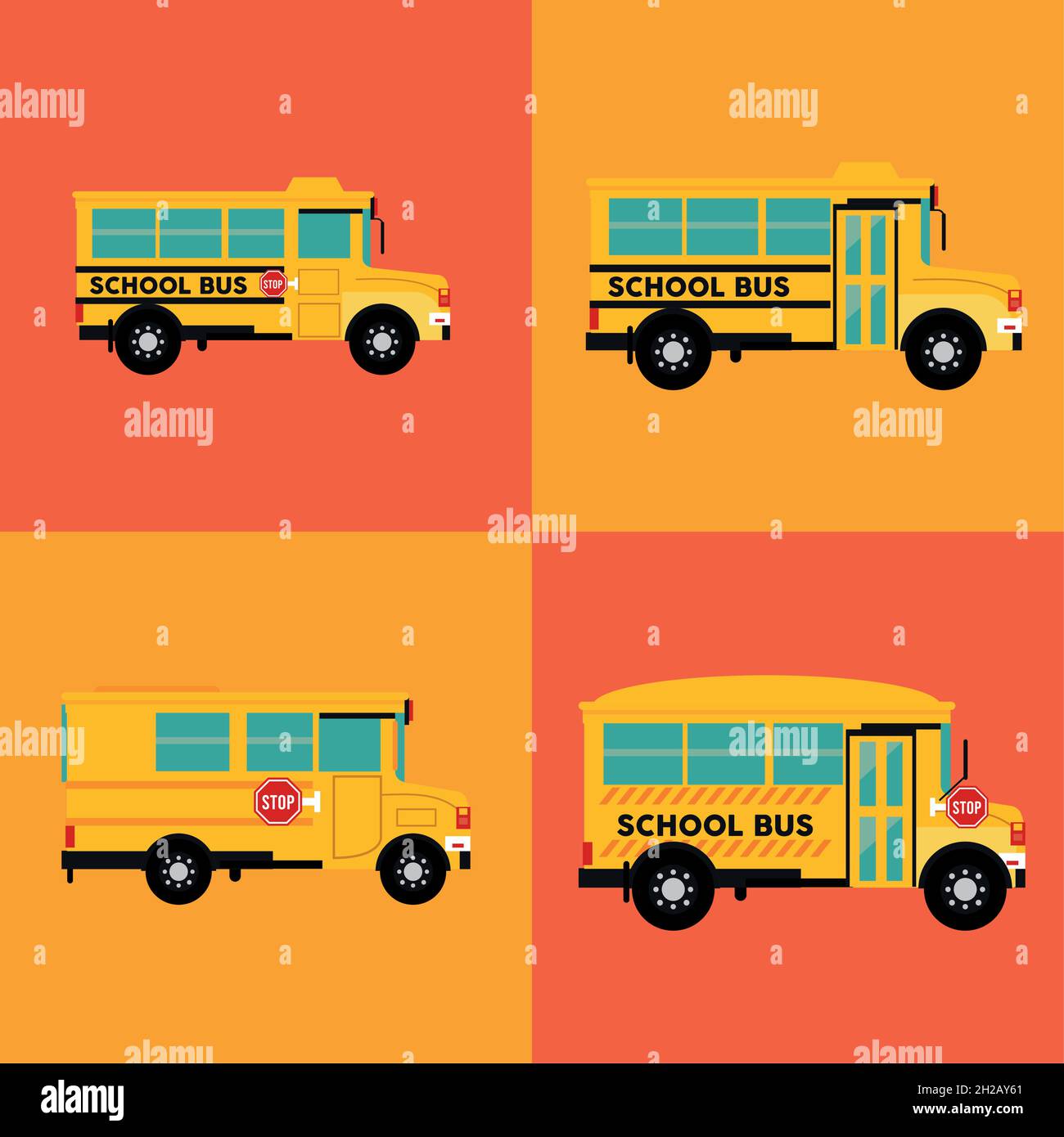 school buses four vehicles Stock Vector Image & Art - Alamy