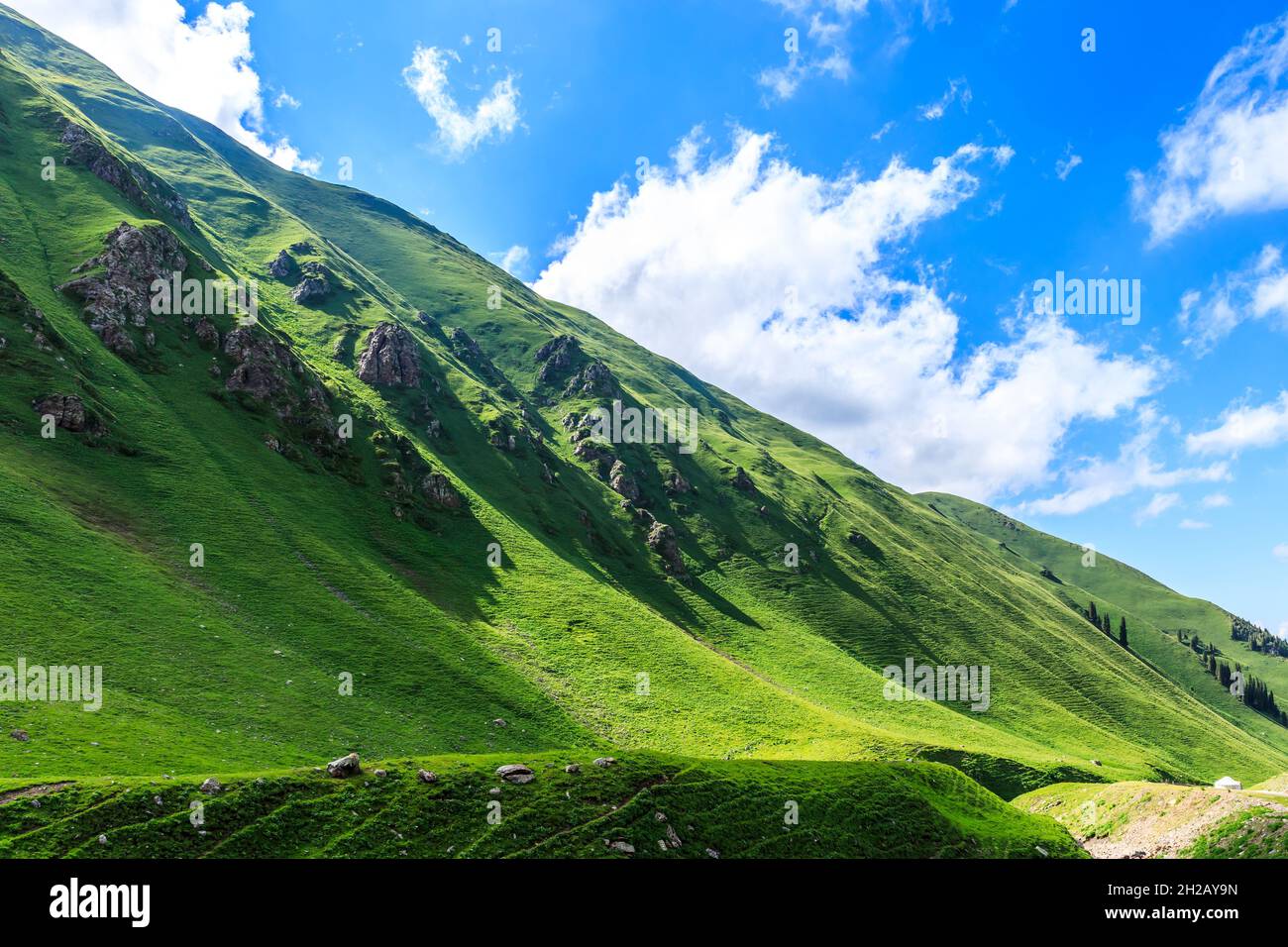 Nalati grassland with beautiful mountain scenery in Xinjiang,China ...