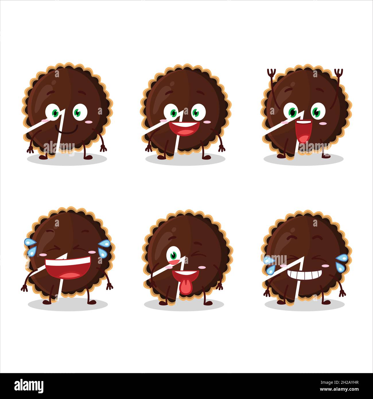 Cartoon character of chocolate tart with smile expression. Vector ...