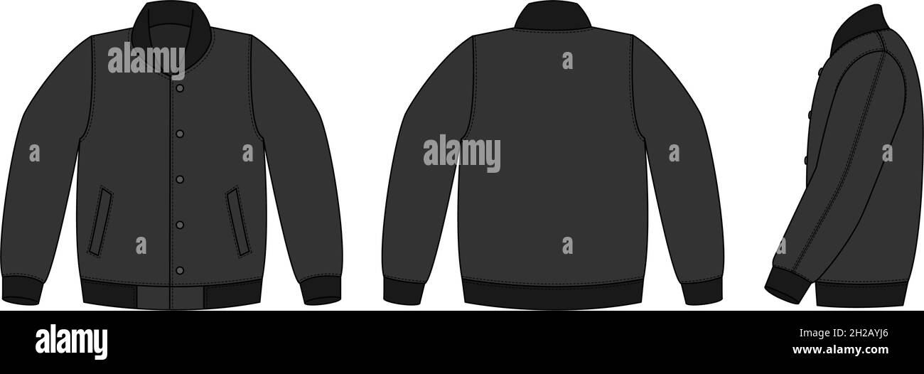 Varsity jacket ( baseball jacket ) template illustration(front,back and ...