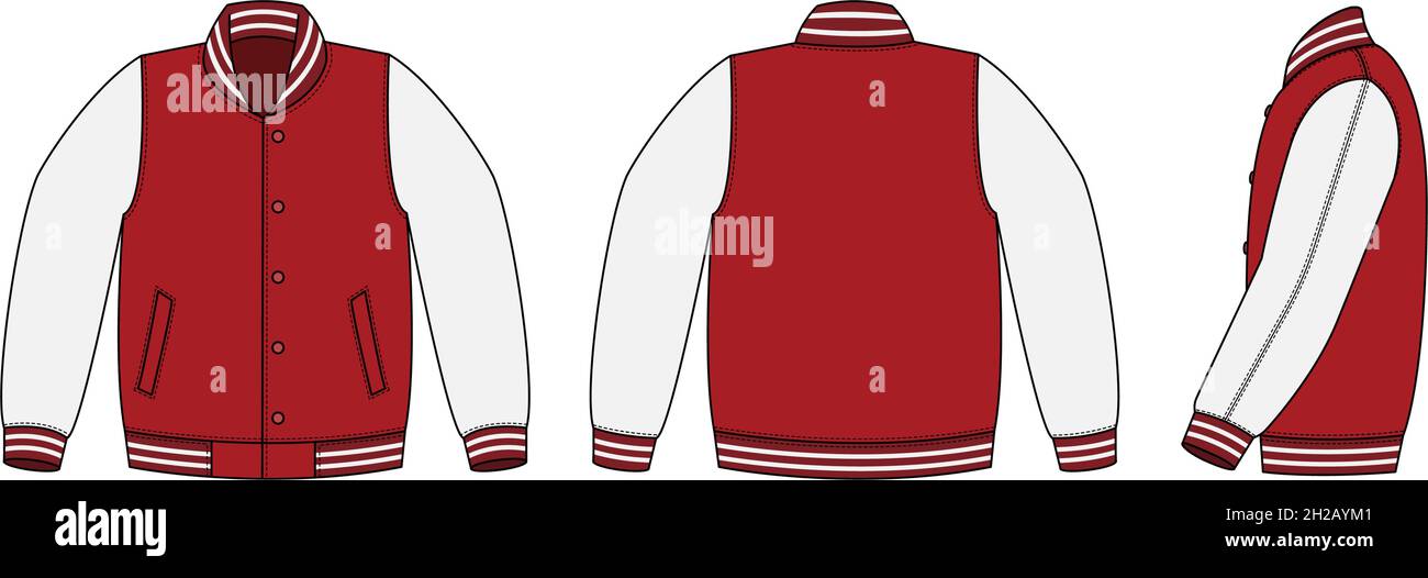 Varsity jacket ( baseball jacket ) template illustration(front,back and ...
