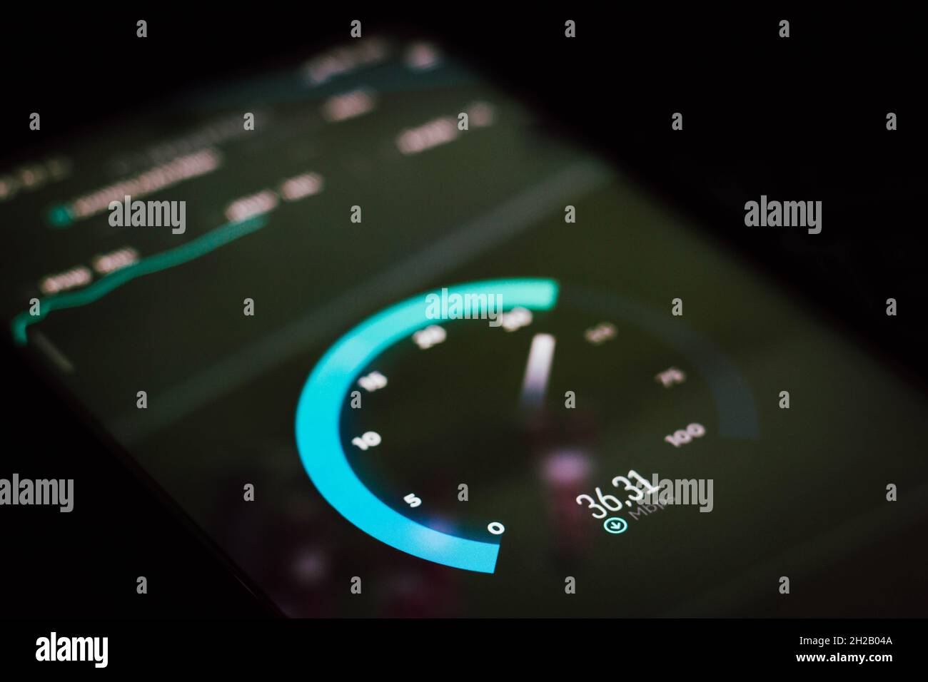 In this photo illustration, a graph showing the internet speed seen ...