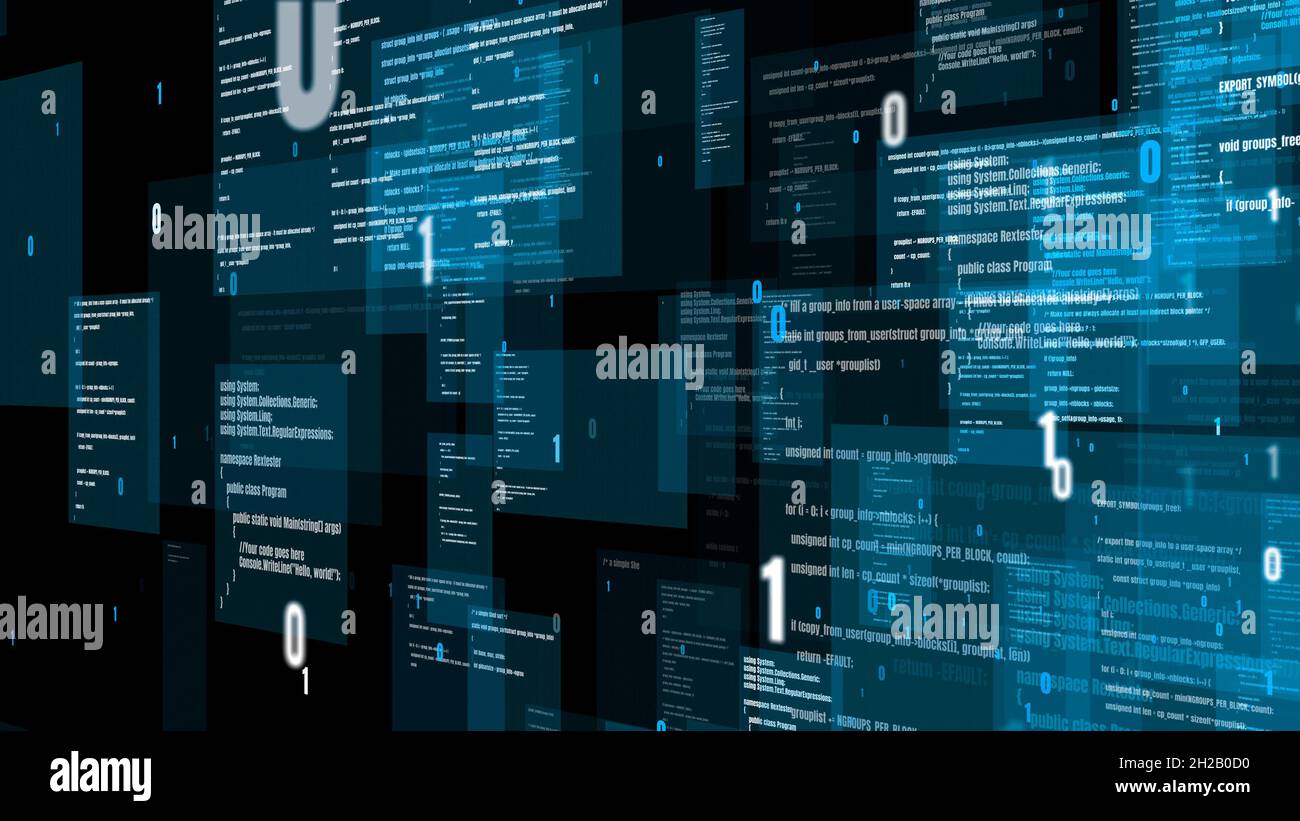 Visionary programming and coding of future software . 3D rendering computer graphic Stock Photo ...