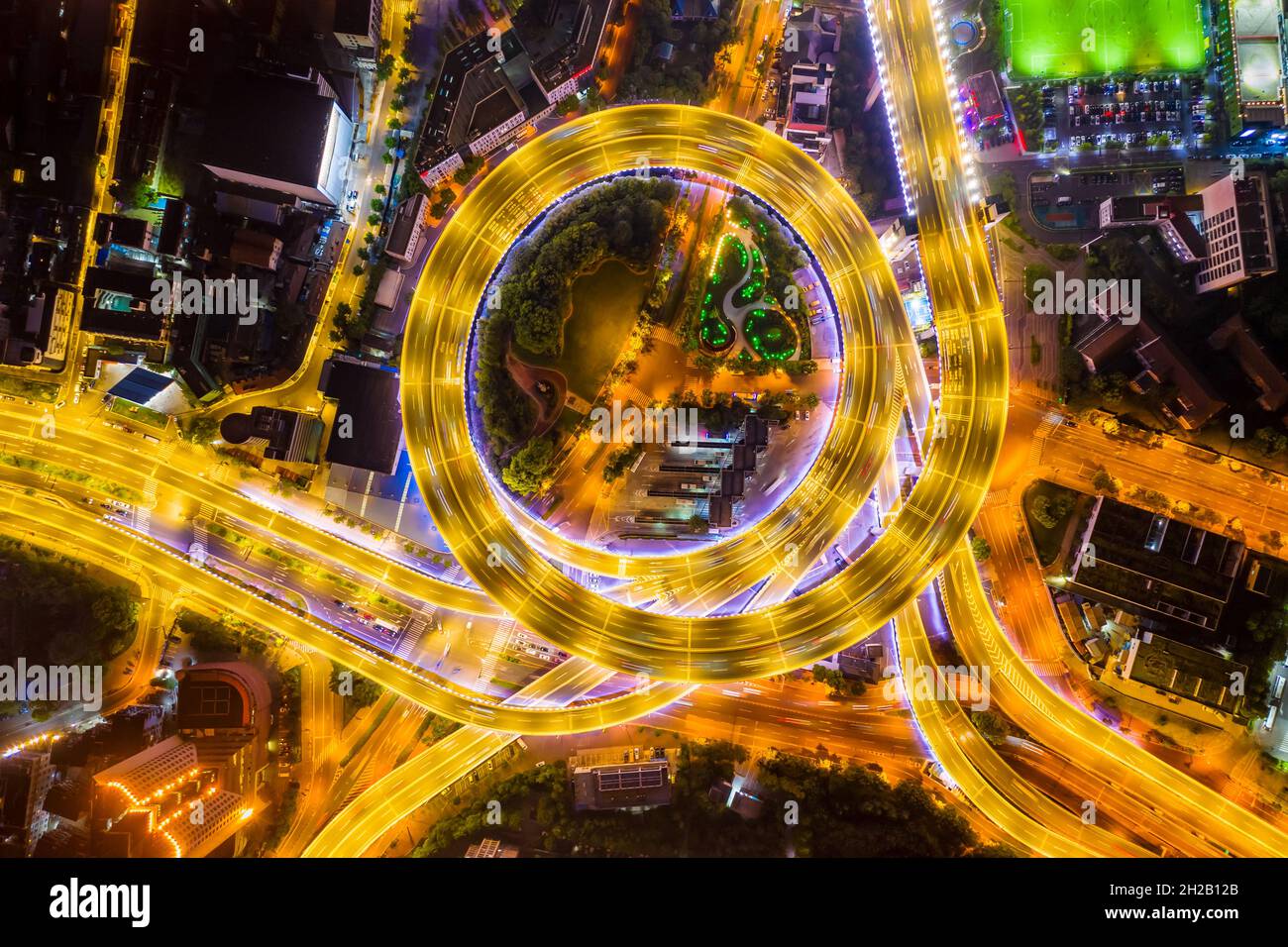 Aerial view of Nanpu Bridge at night in Shanghai,China Stock Photo - Alamy