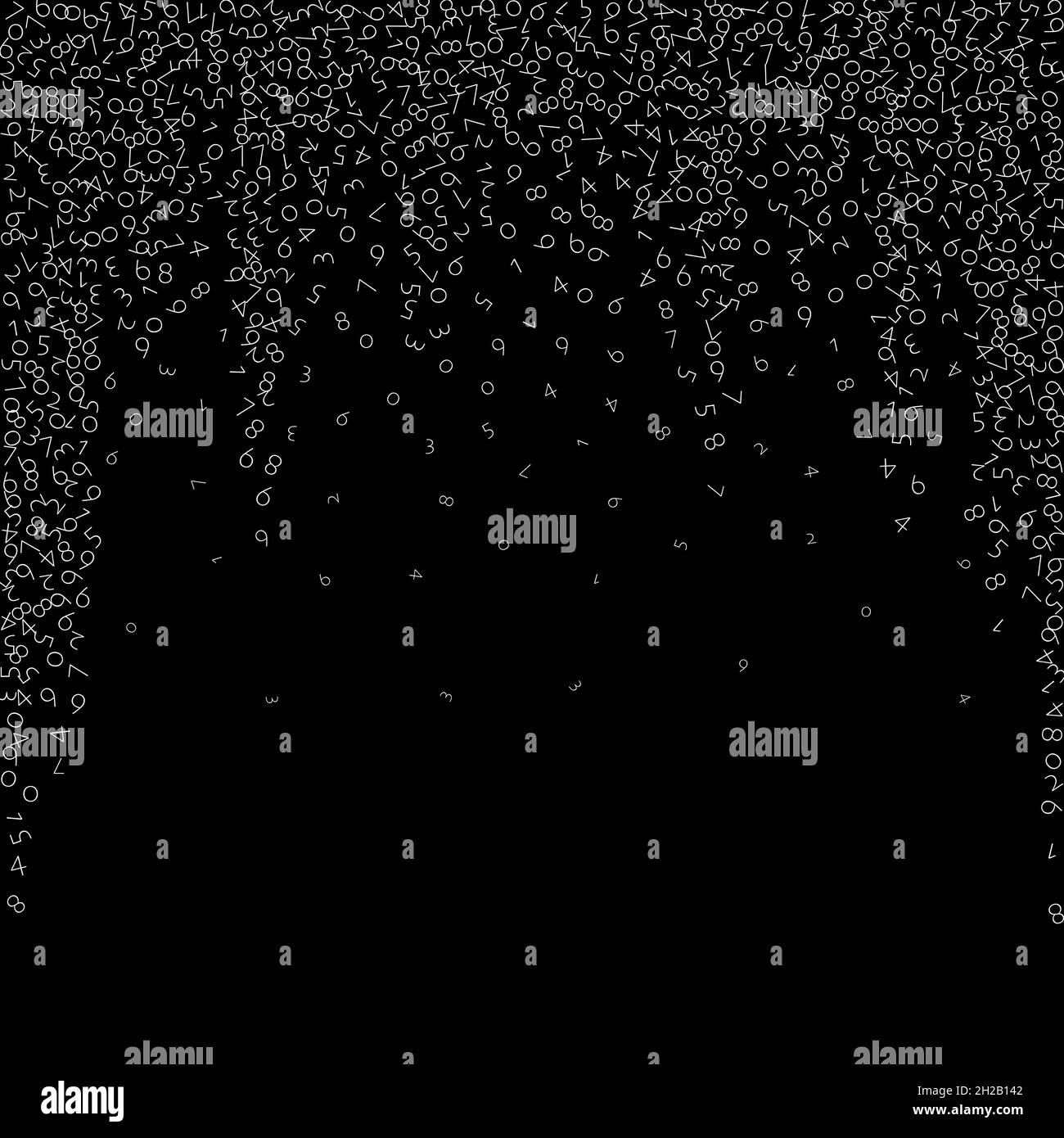 Falling numbers, big data concept. Binary white disorderly flying ...