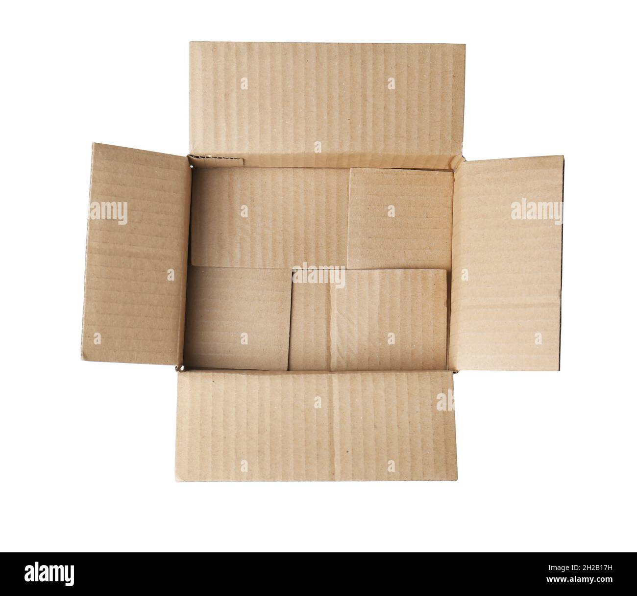 Open empty cardboard box on white background Stock Photo - Alamy