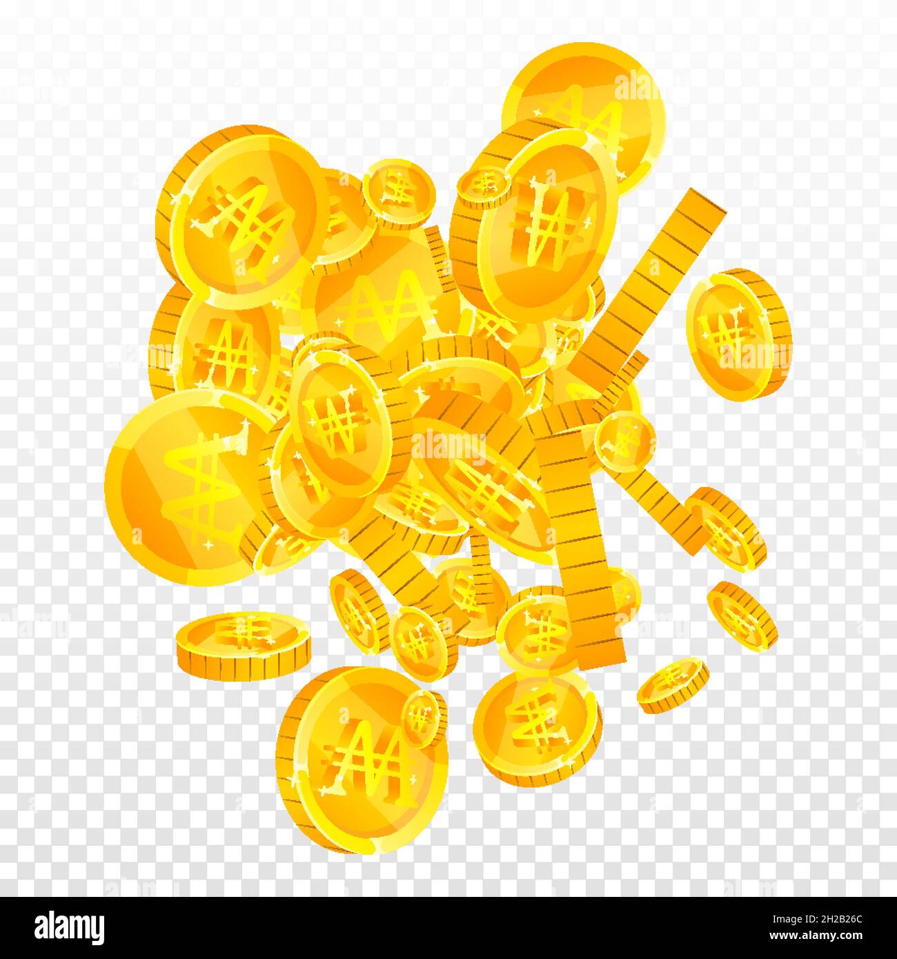 Korean won coins falling. Amazing scattered WON coins. Korea money ...