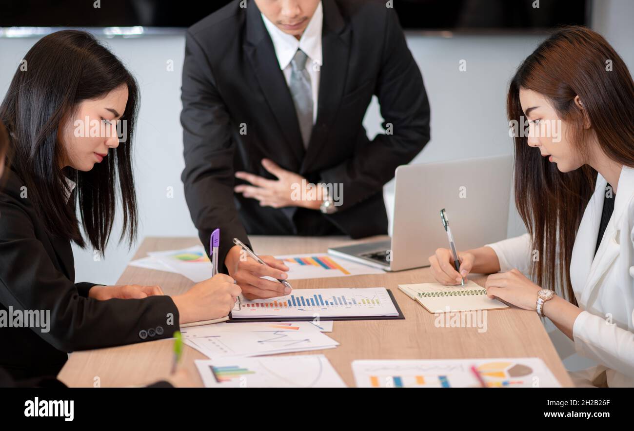 Group of asian young business people Meeting Conference working and ...