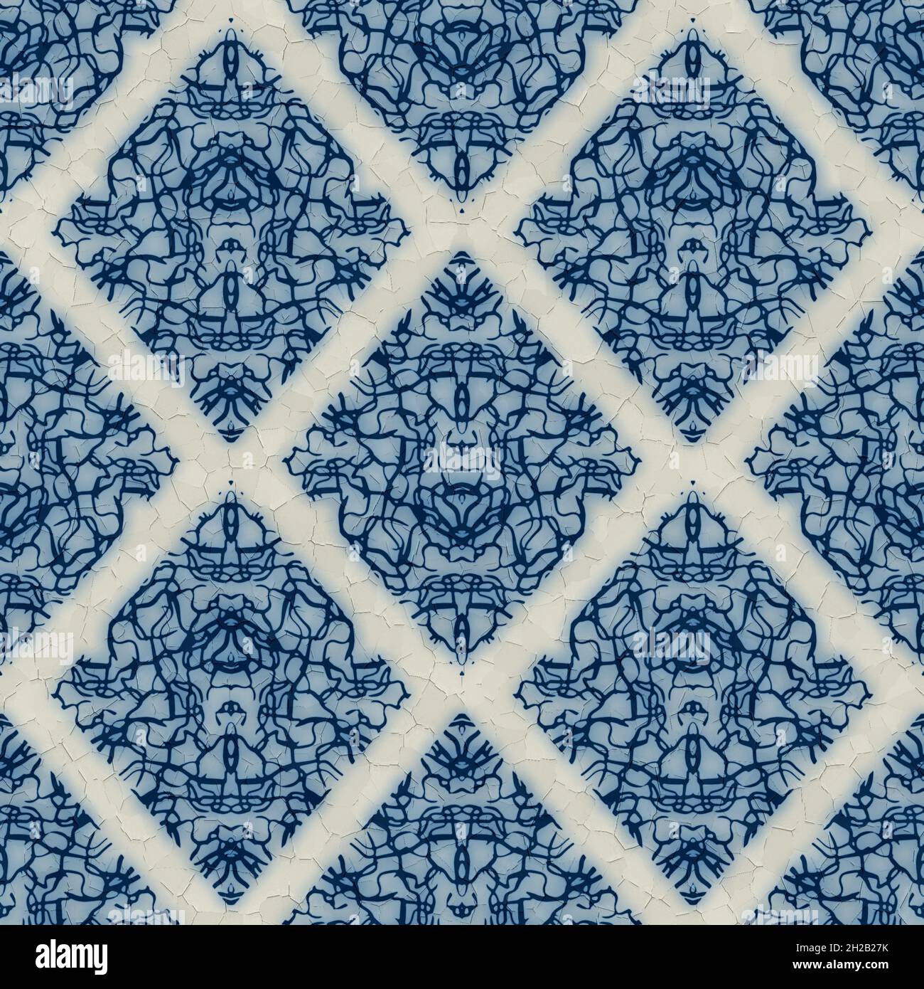 Seamless blue and white ceramic tile ornate damask pattern for surface ...