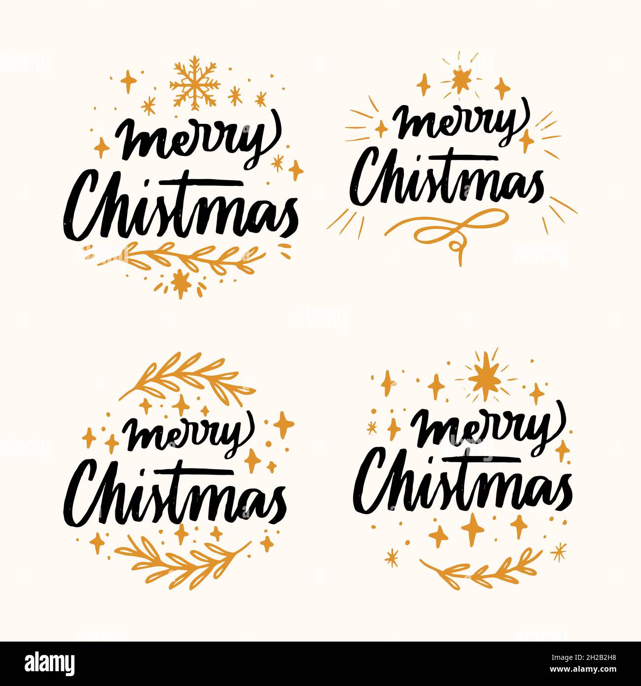merry christmas hand lettering collection Stock Vector Image & Art - Alamy