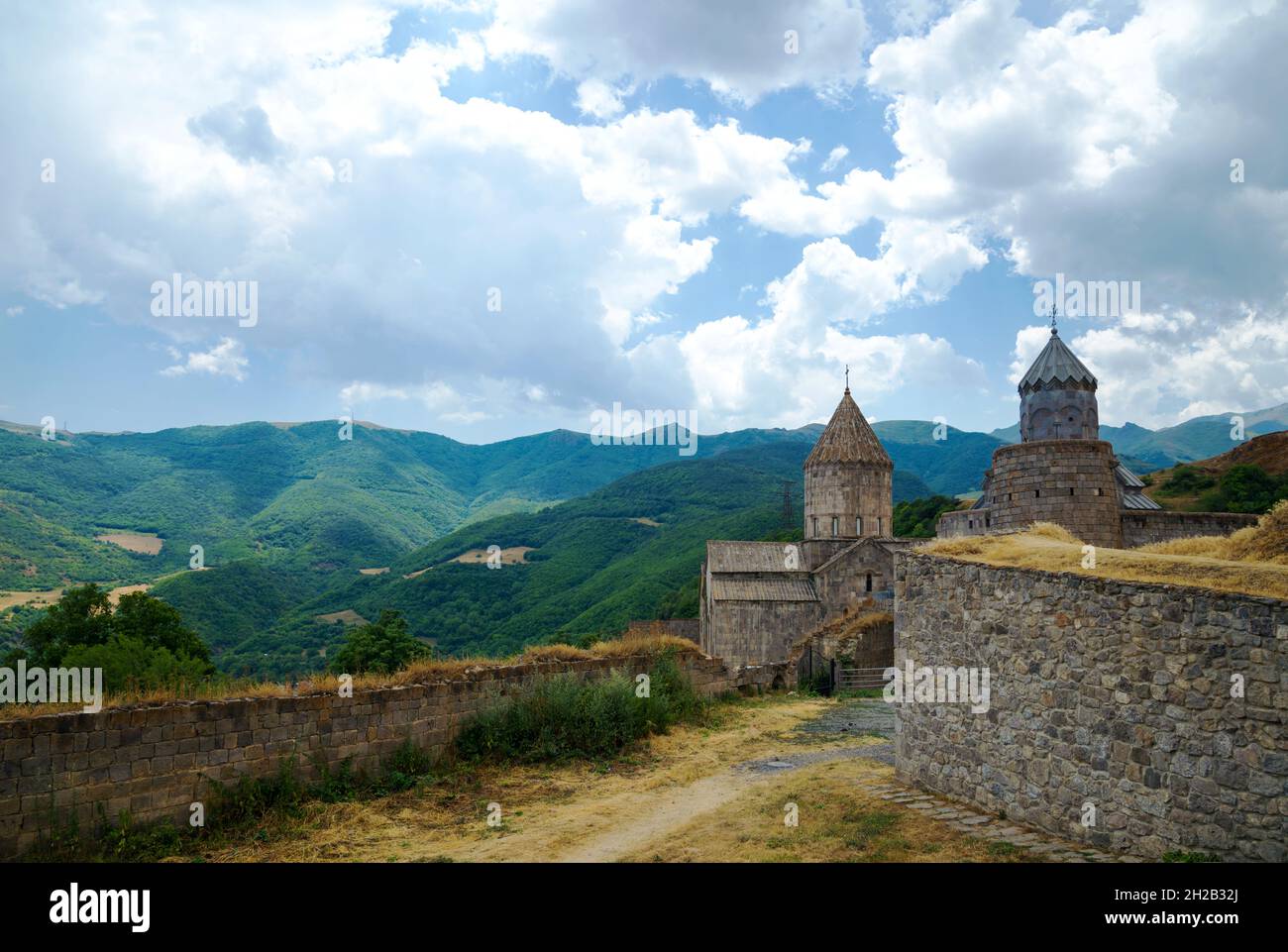 the Tatev monastery, Armenia, about IX century, big building is church ...