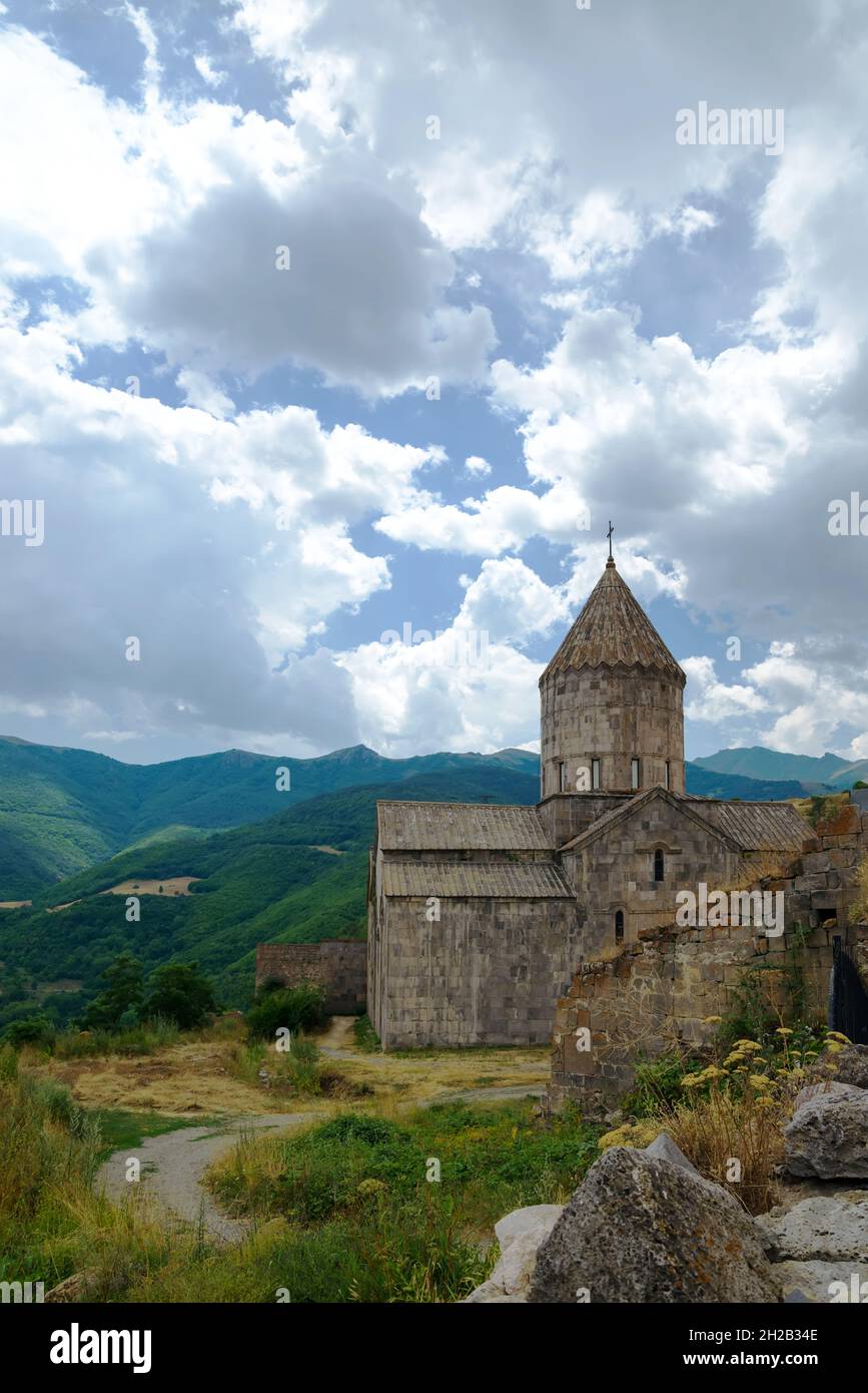 the Tatev monastery, Armenia, about IX century, big building is church ...