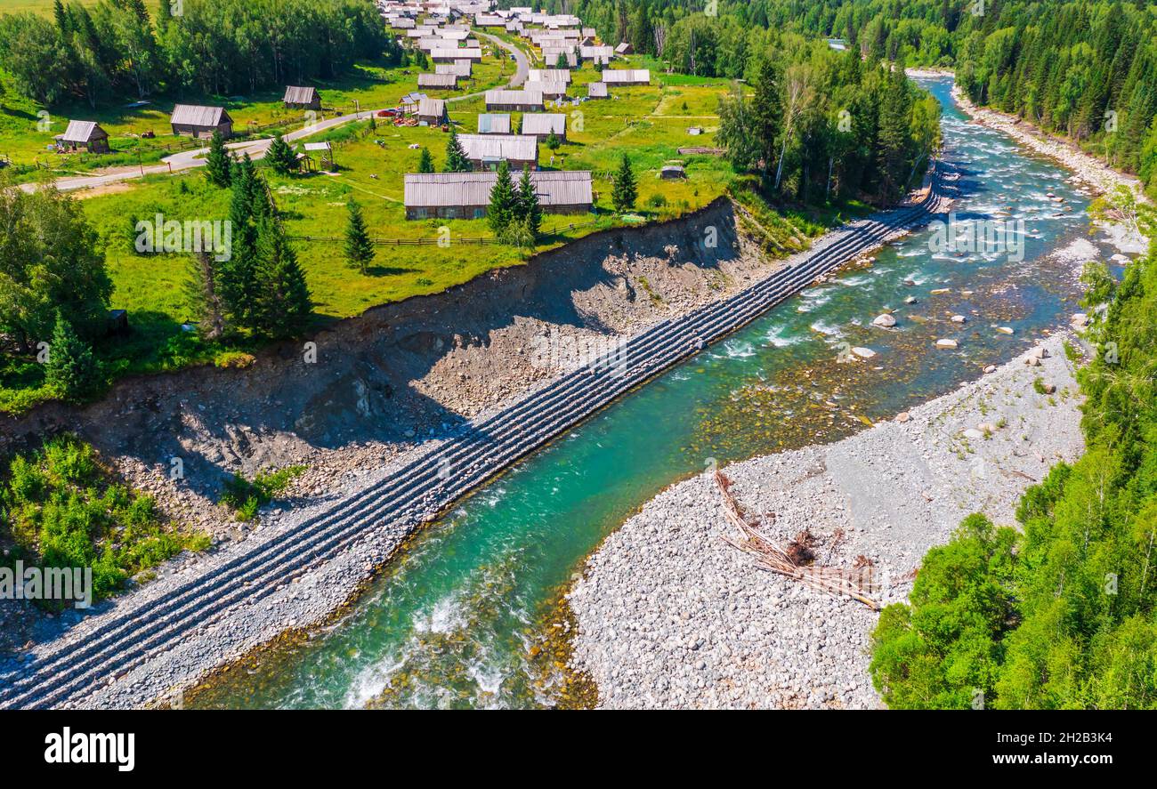 Beautiful Hemu Village with natural scenery in Xinjiang,green forest ...