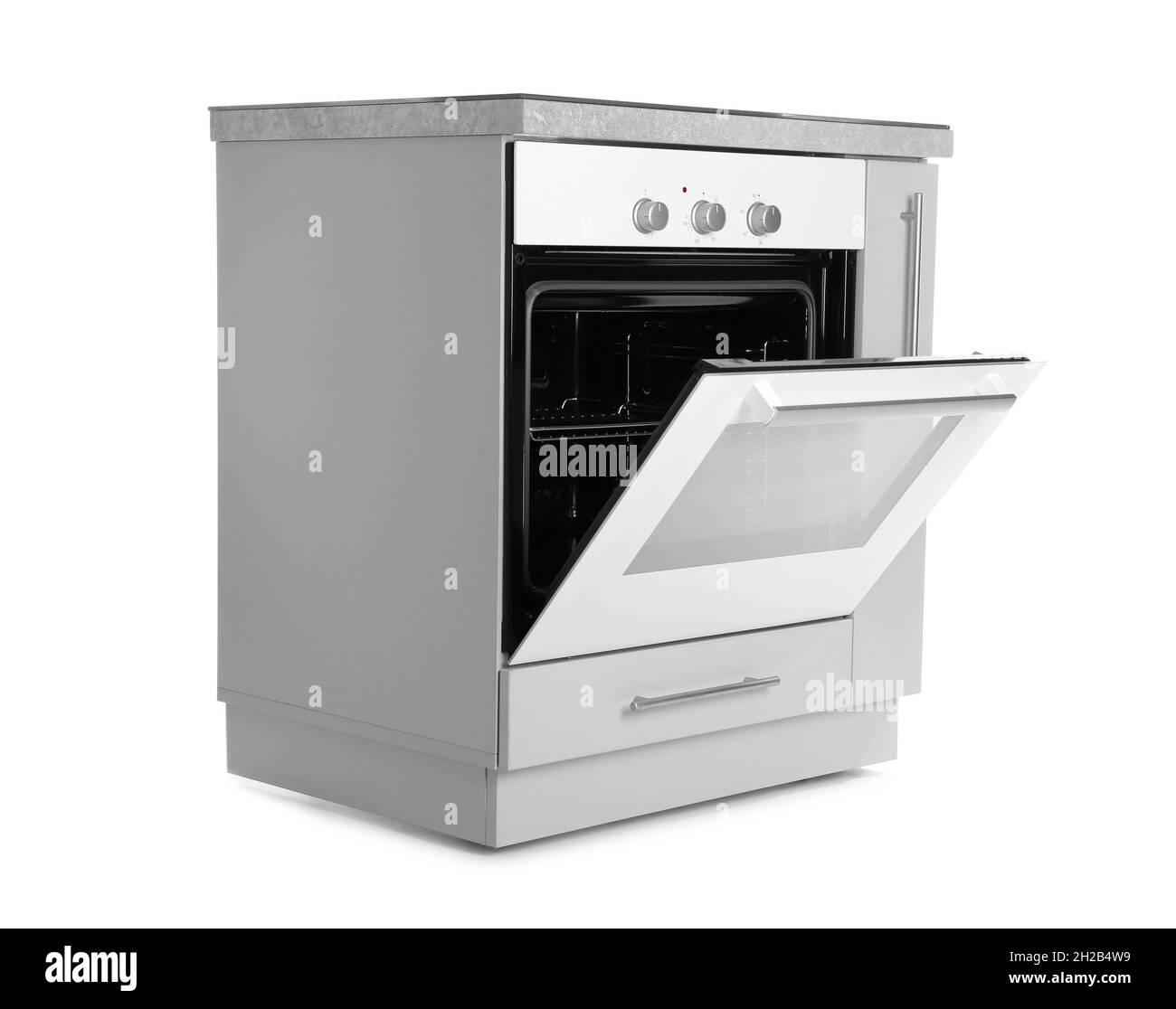 Open modern electric oven on white background. Kitchen appliance Stock ...
